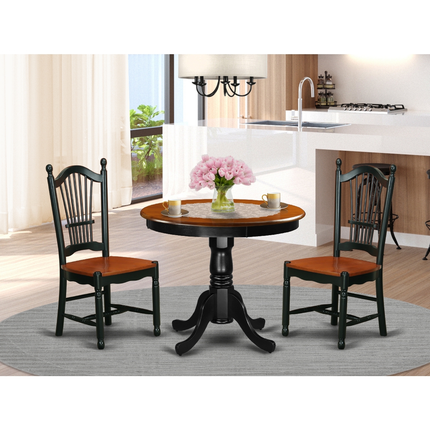 HomeStock Gothic Grandeur 3 Pc Kitchen Table Set With A Kitchen Table ...