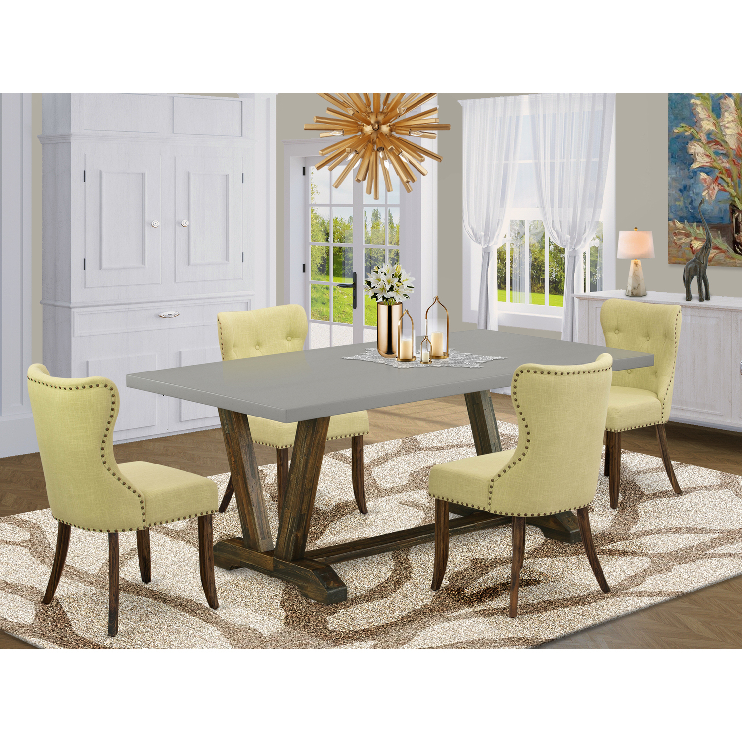 HomeStock Gothic Grandeur 5-Pc Dining Kitchen Table Set-Limelight Linen ...