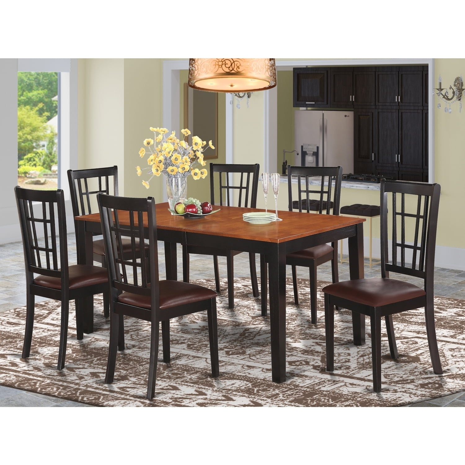 Gothic Dining Room Set 7Pc - Cherry Table & 6 Chairs - Solid Wood ...
