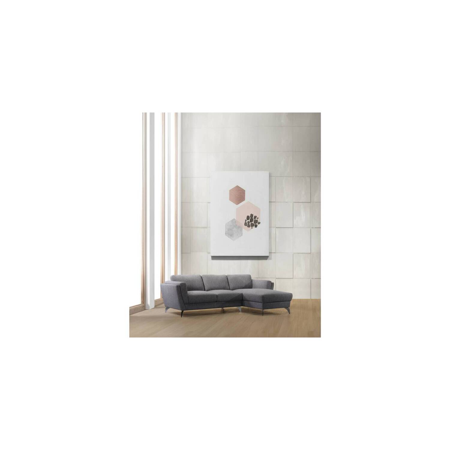 HomeStock Gothic Grandeur Sectional Sofa in Gray Fabric - Walmart.com