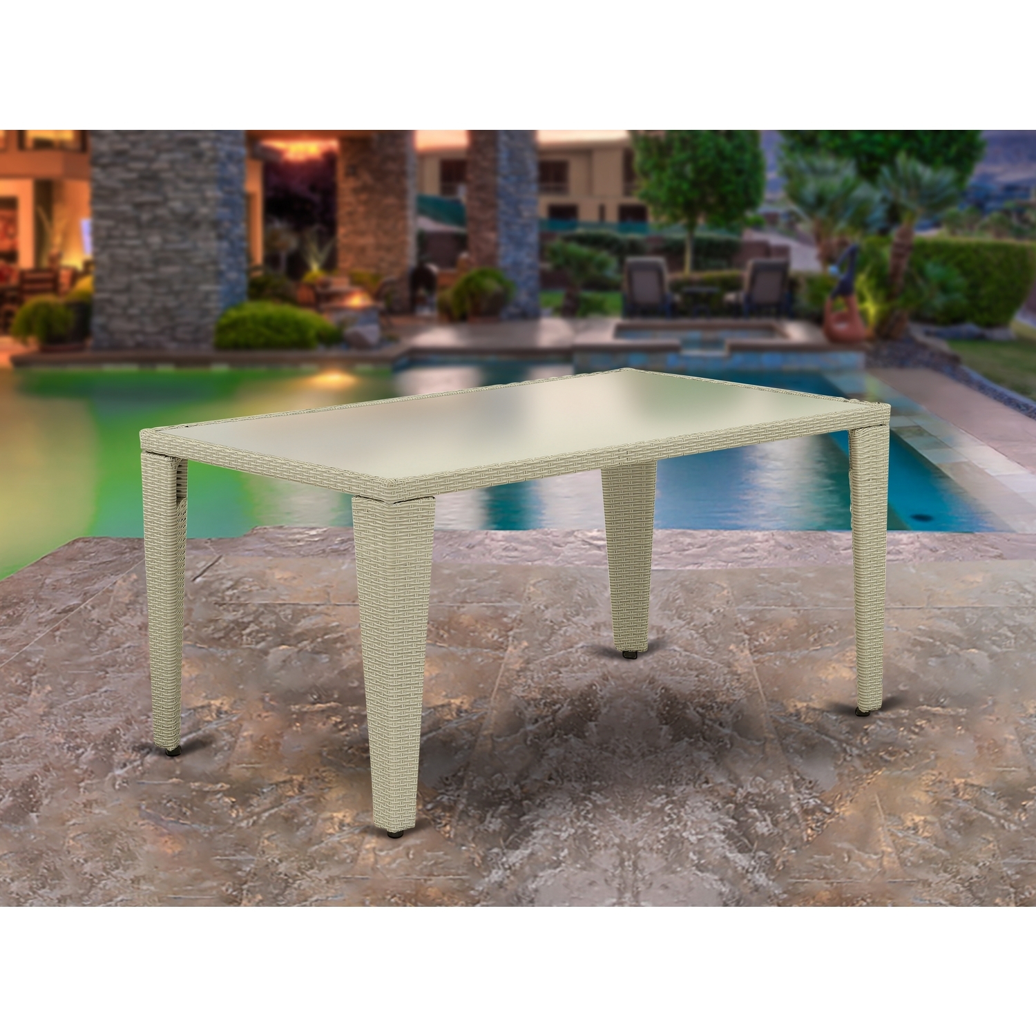 Retro Patio Table with Glass Top - Outdoor Dining Table, Vintage Style ...