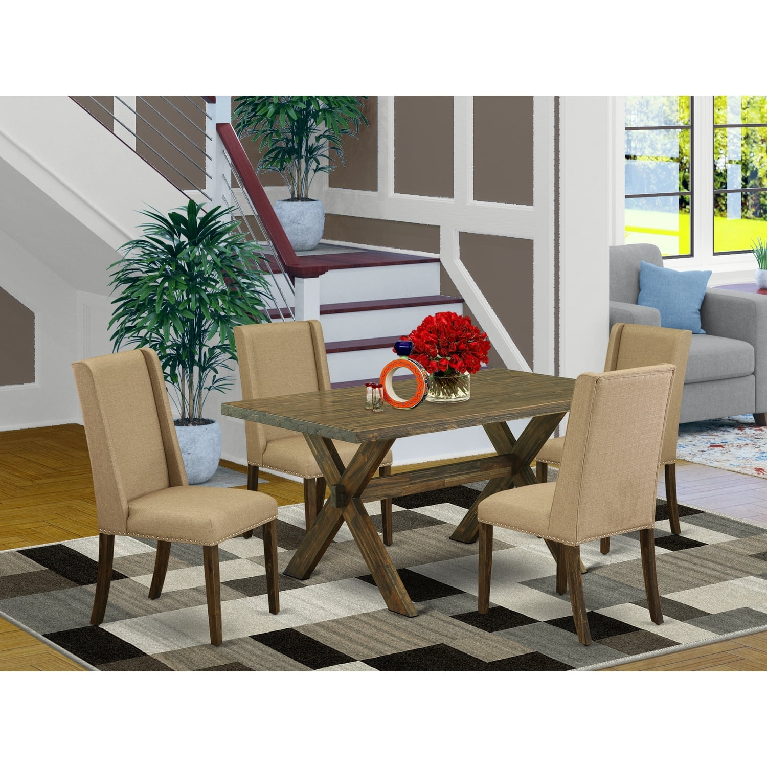 5-Piece Dinette Set - Dining Table with 4 Parson Chairs - Kitchen Table ...