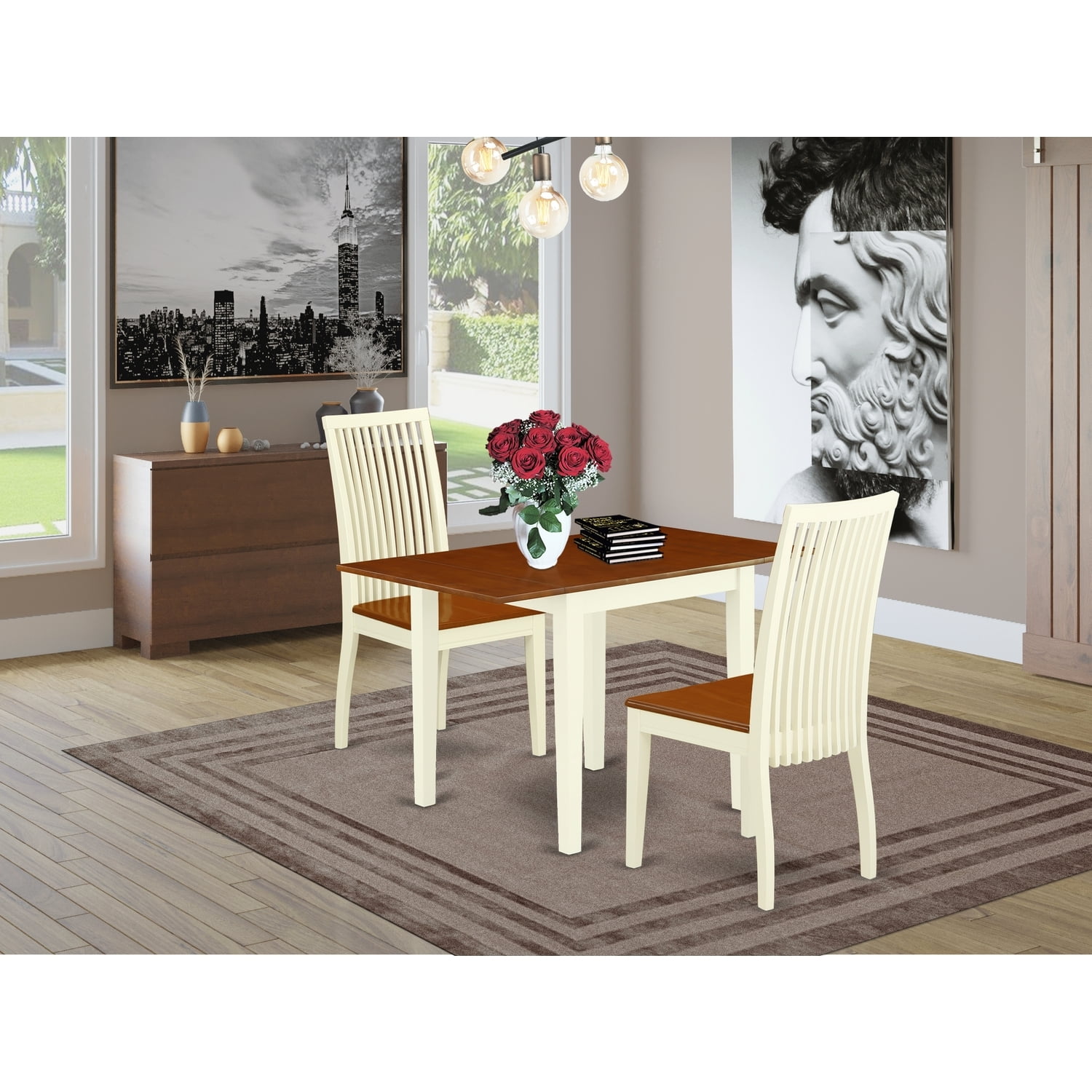 HomeStock Handcrafted Haven 3Pc Dinette Set For Small Spaces Contains A ...