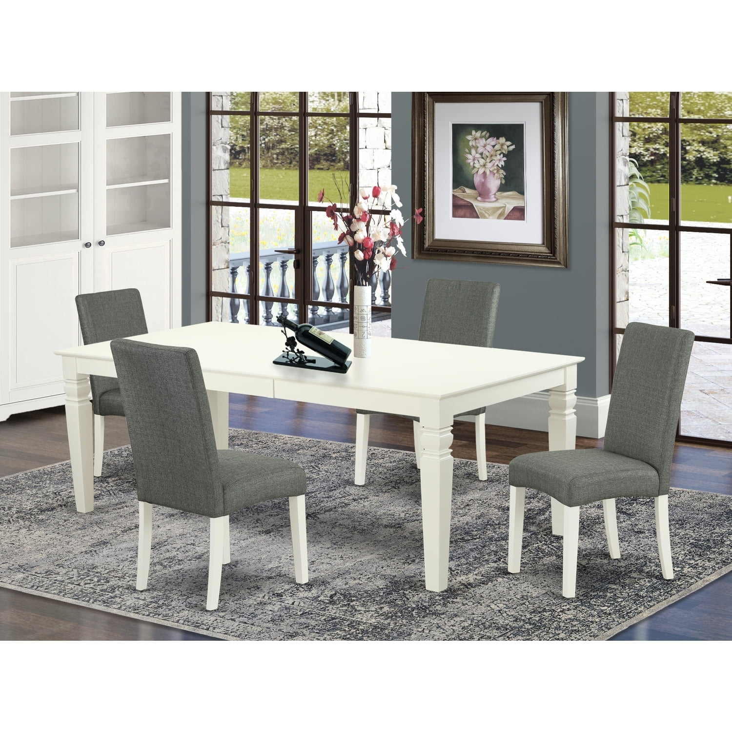 HomeStock Handmade Home 5Pc Rectangular 66/84 Inch Table With 18 In ...