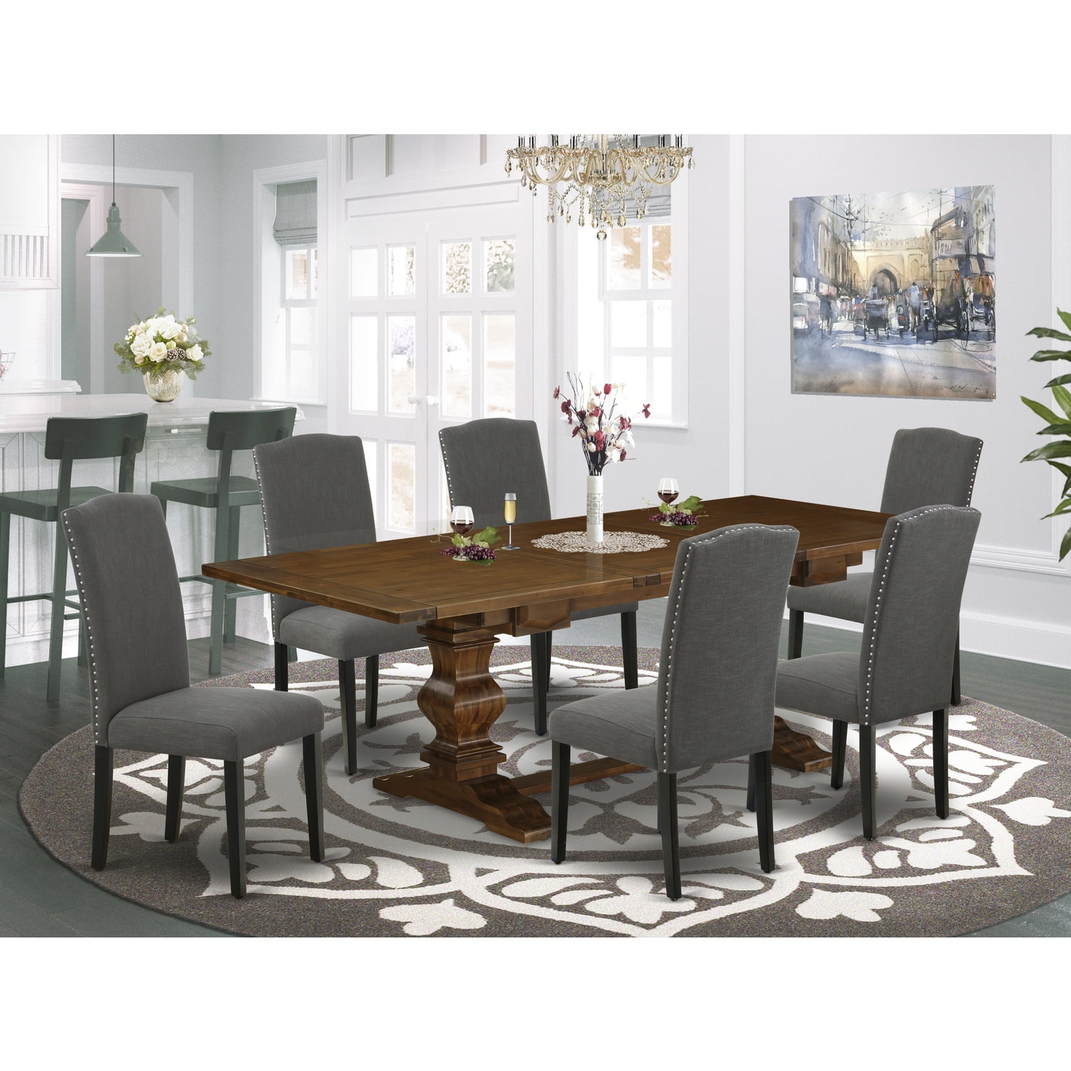 HomeStock Handmade Home 7-Pc Dining Table Set With Chair S Legs And ...