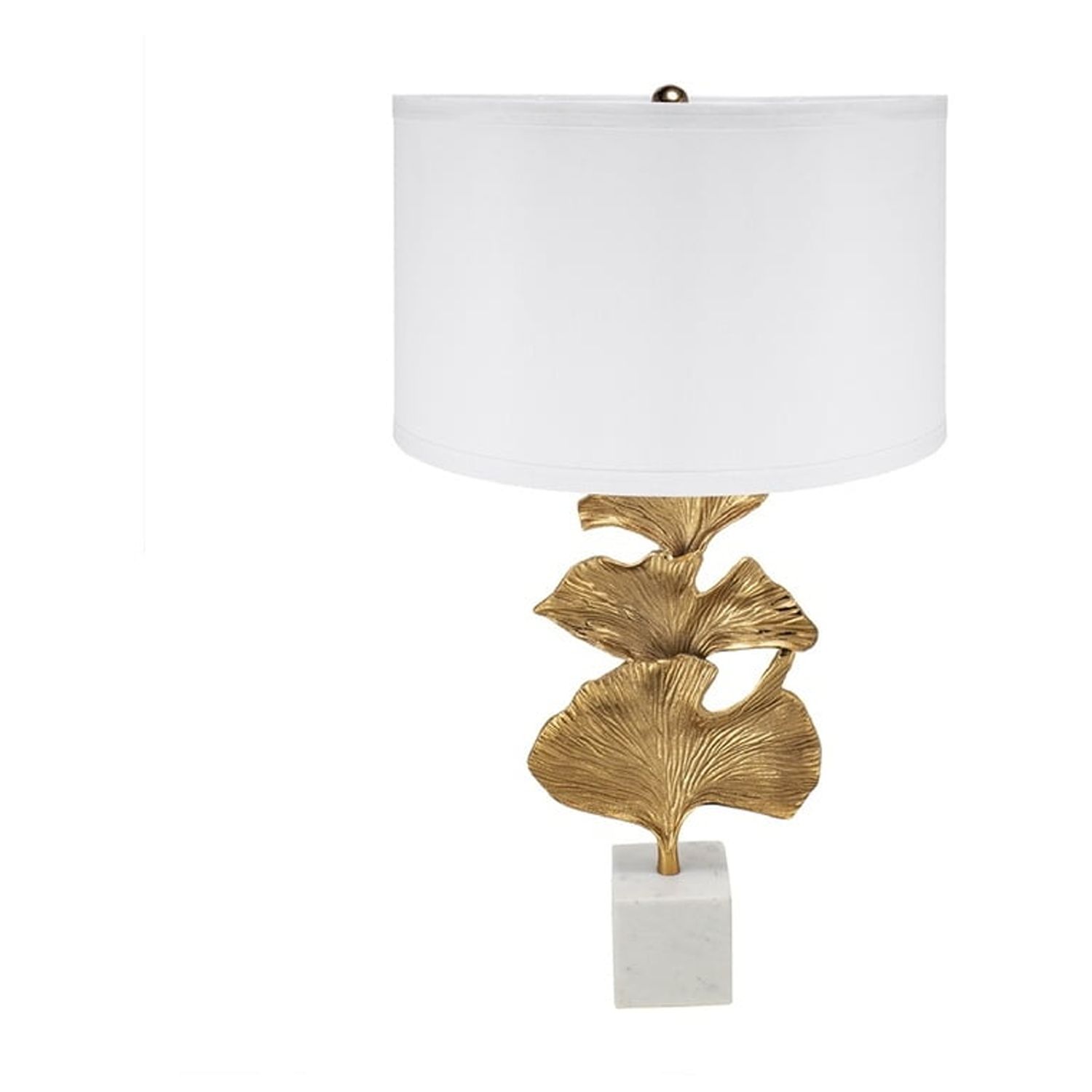 HomeStock Handmade Home Collection Ginkgo Leaf Table Lamp Gold/White Finish, 17"Dia. x 30"H ...