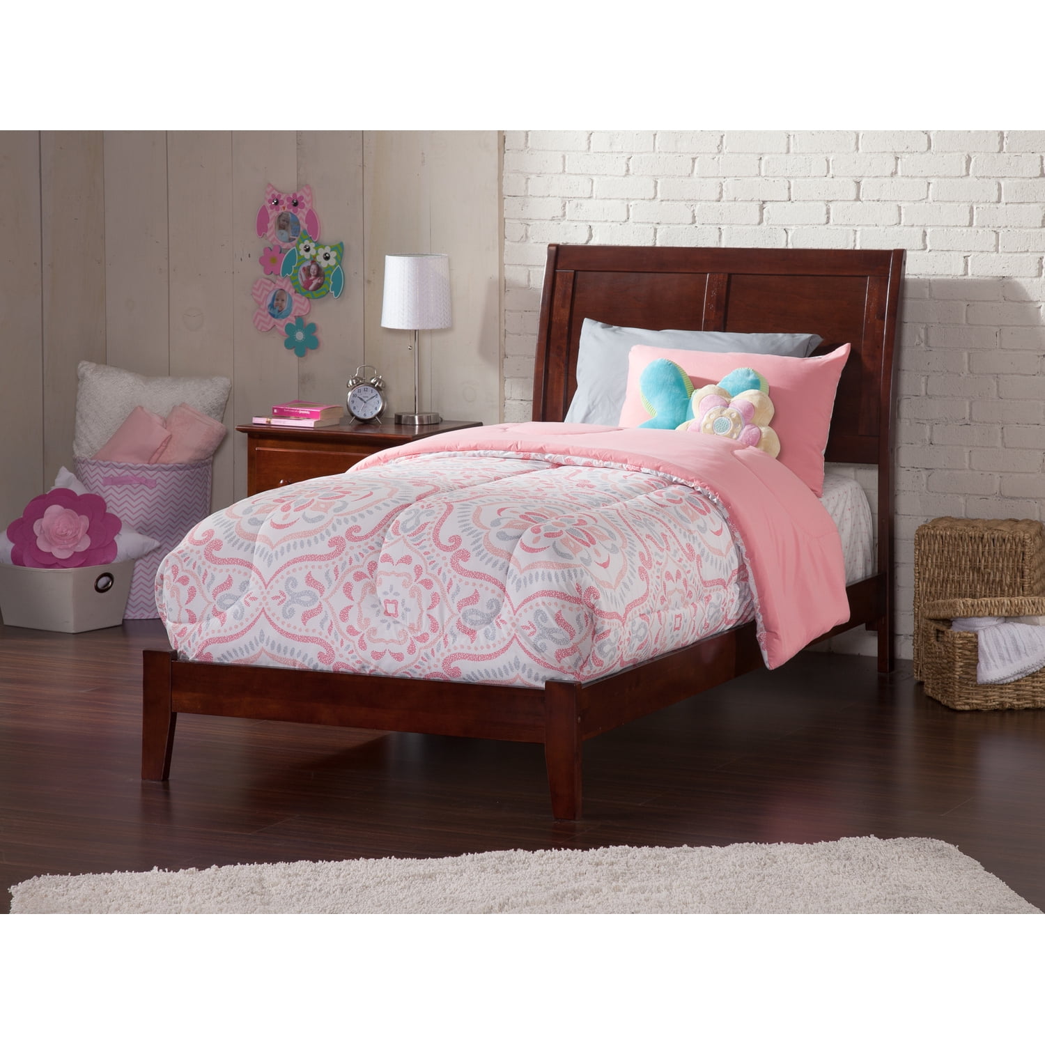 King Platform Bed - Modern Wood Sleigh Style Bed Frame - HomeStock ...