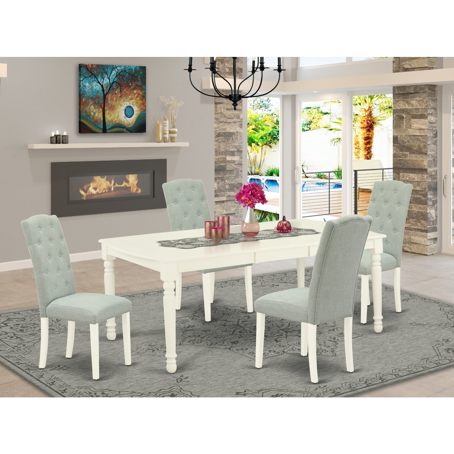 HomeStock Hollywood Regency 5Pc Dining Set Includes A Rectangle Dinette ...