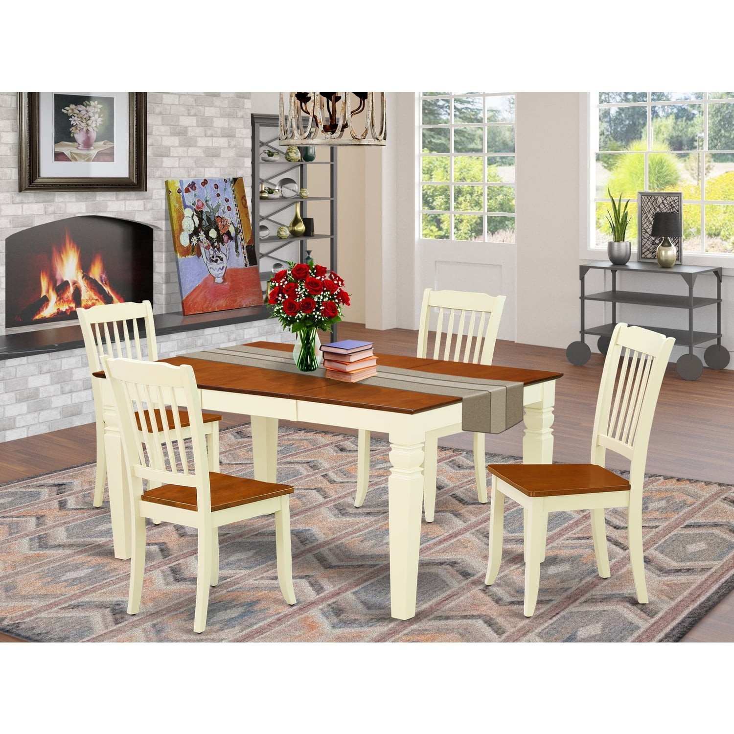 HomeStock Industrial Revolution 5Pc Rectangular 42/60 Inch Table With ...