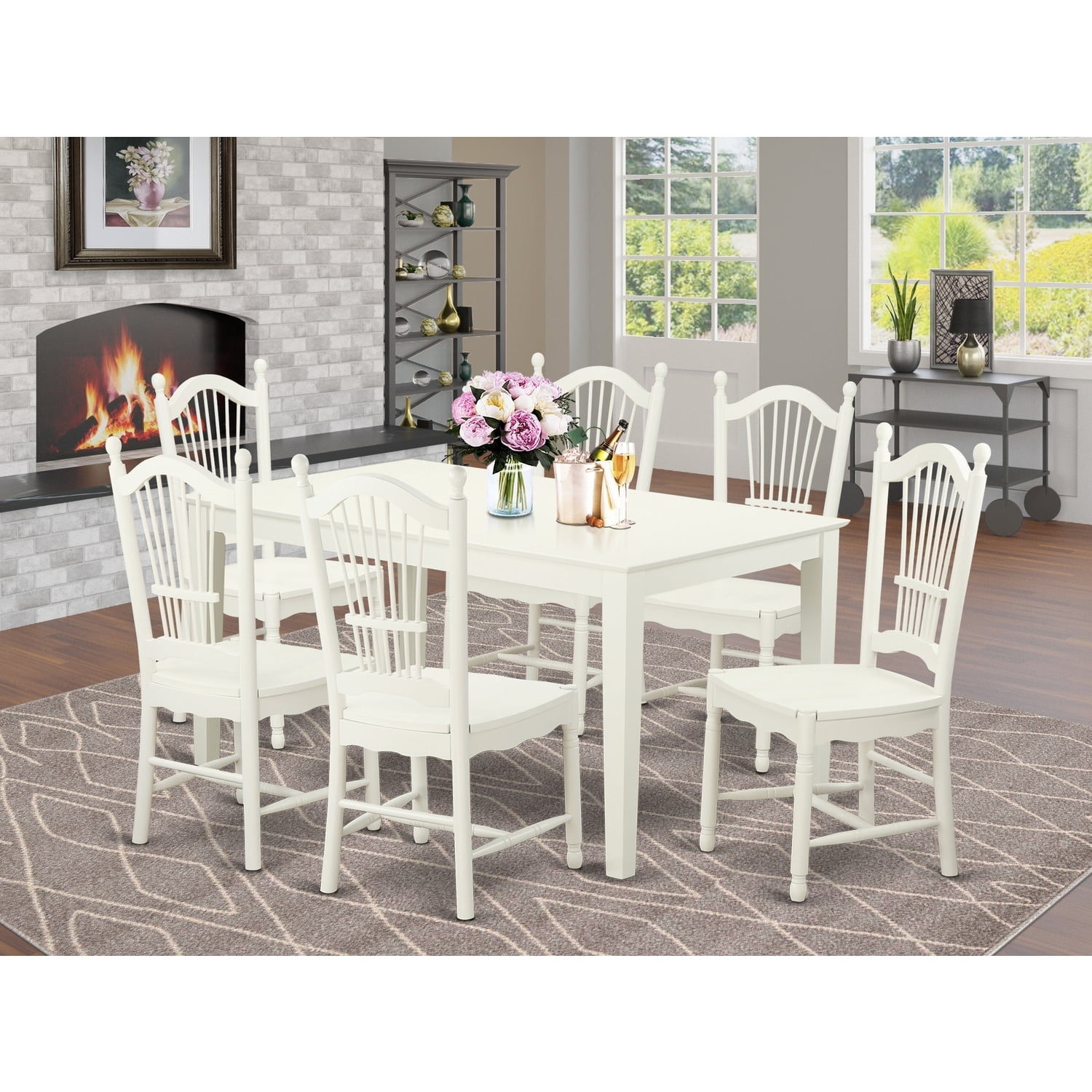HomeStock Island Interiors 7 Piece Kitchen Set Consist of a Rectangle ...