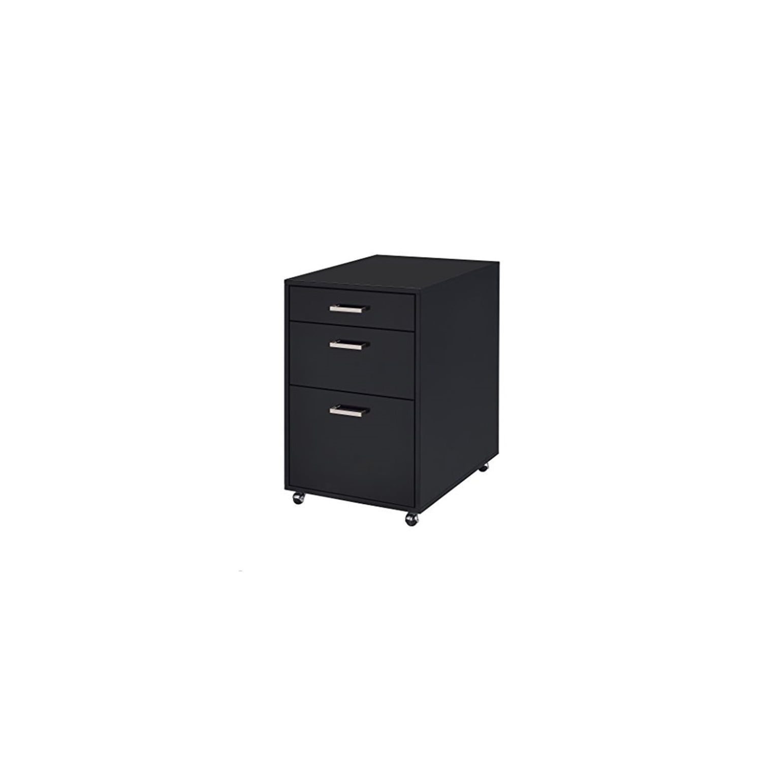 HomeStock Island Interiors File Cabinet, Black High Gloss & Chrome ...