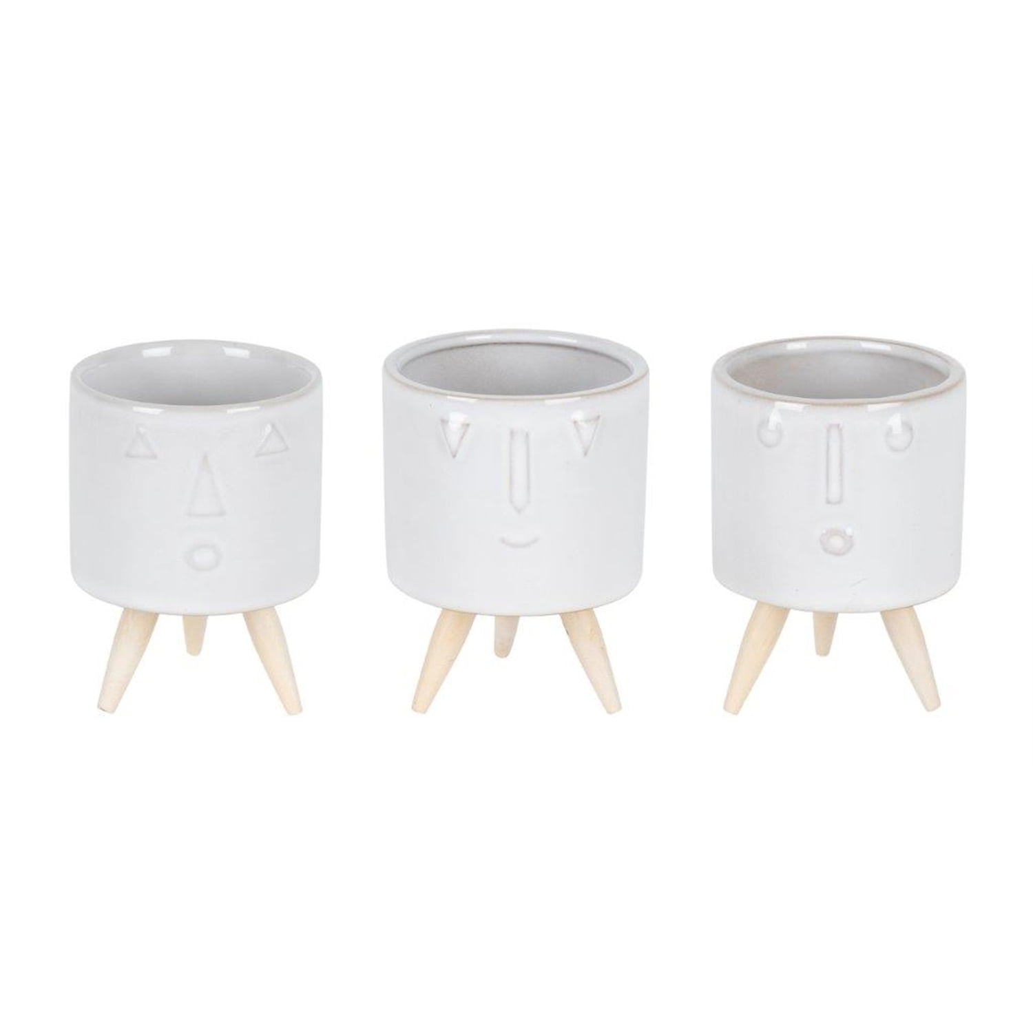 HomeStock Island Oasis Planter With Wooden Legs (Set Of 3) - Walmart.com