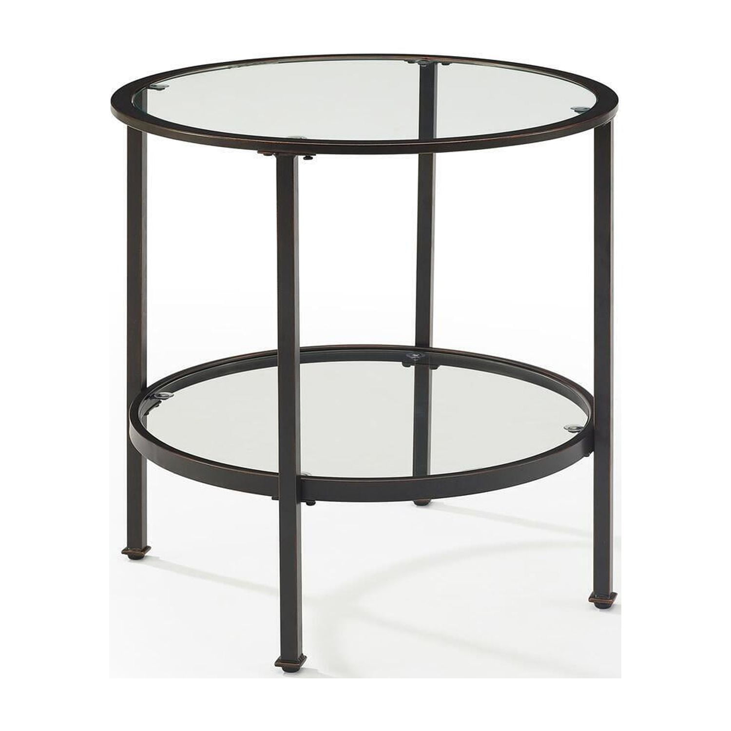 HomeStock Island Oasis Round End Table, Tempered Glass, Portable, Leg ...