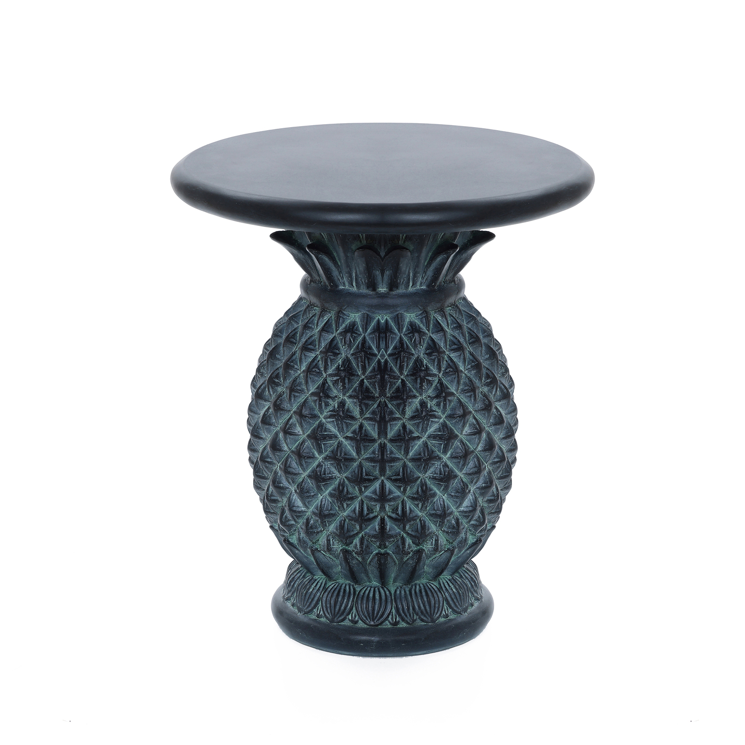 HomeStock Island Oasis Round Gray Ceramic 21 in. H Outdoor Side Table, Pineapple Shape, 20.47 In ...