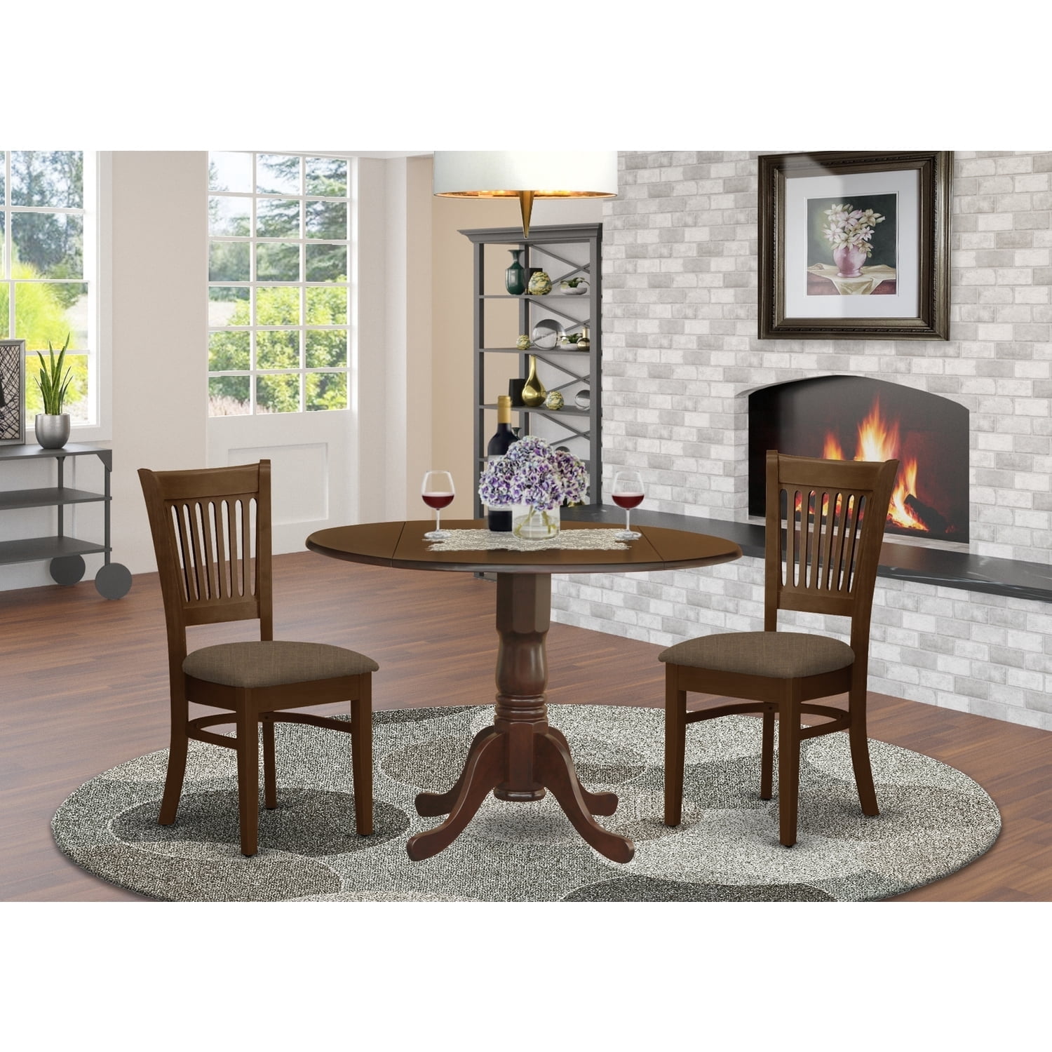 Round Kitchen Dining Table Set - 3 Piece Dinette Table & Chairs ...