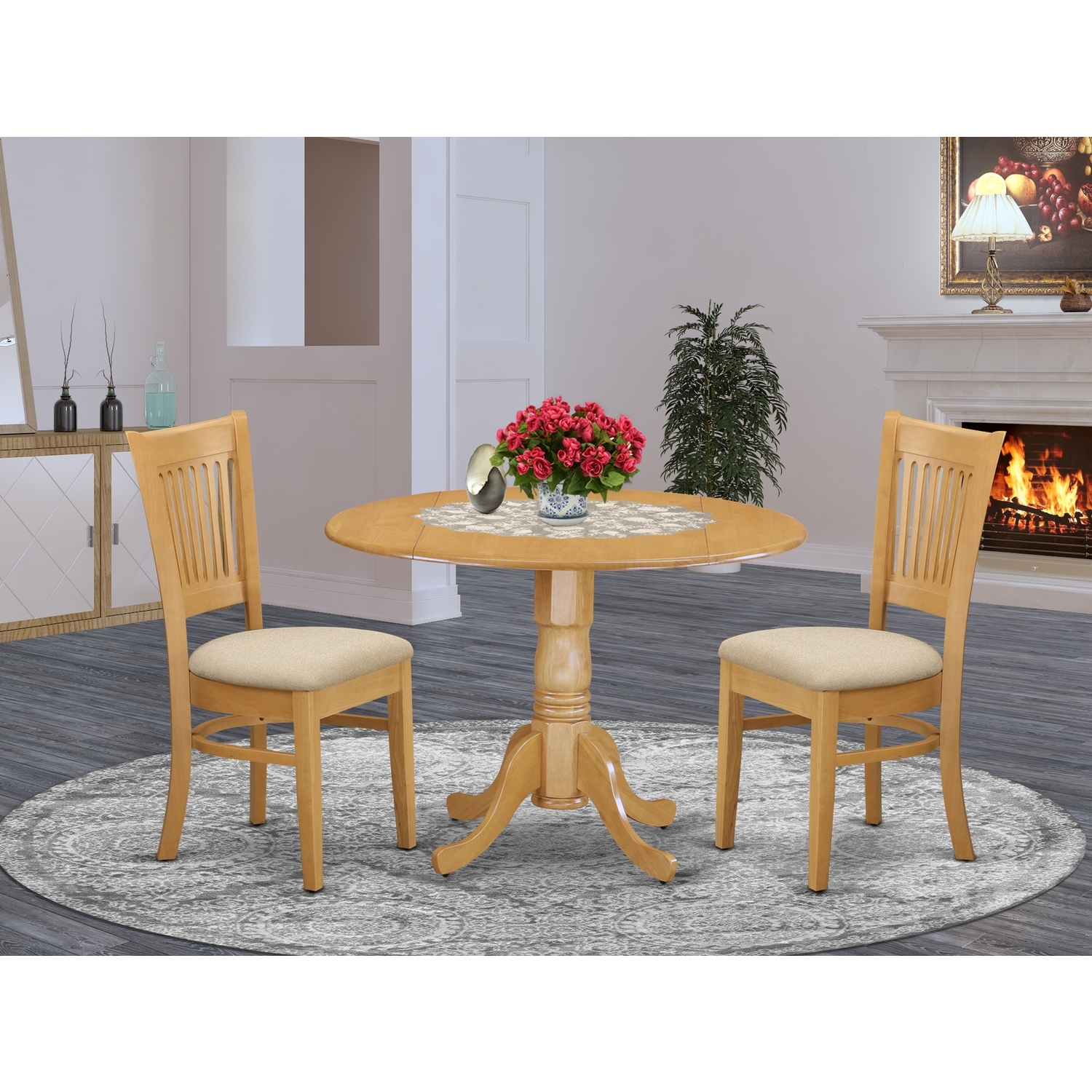 Round Kitchen Dining Table Set - 5 Piece Dinette Table & Chairs - Small ...