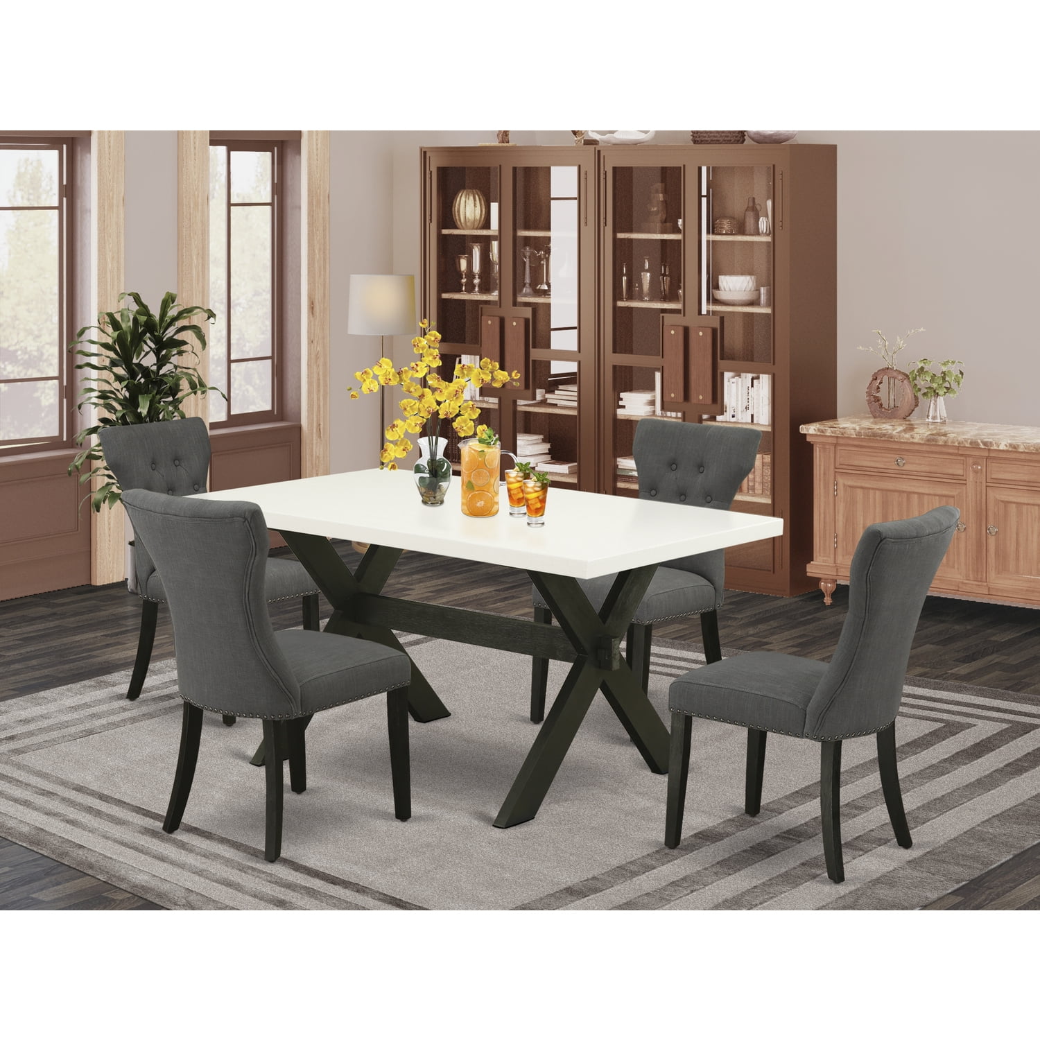 HomeStock Lakefront Luxury 5-Pc Dining Table Set Included 4 Parson ...