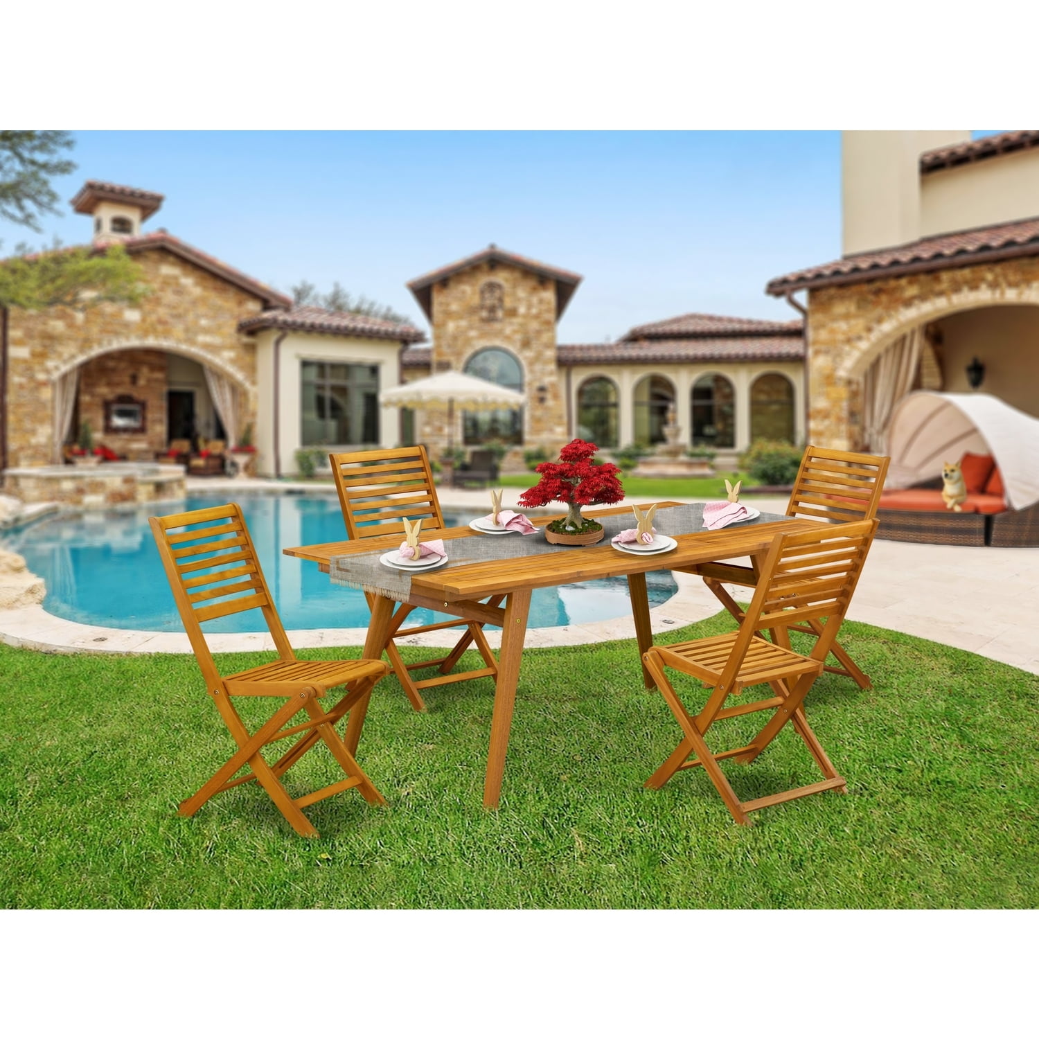 HomeStock Lakefront Luxury 5-Piece Outdoor Coffee Table Set- 4 Patio ...