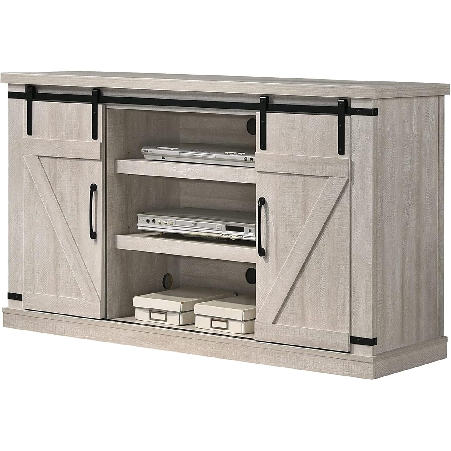 HomeStock Lakefront Luxury 54" Wide TV Stand with Sliding Doors ...