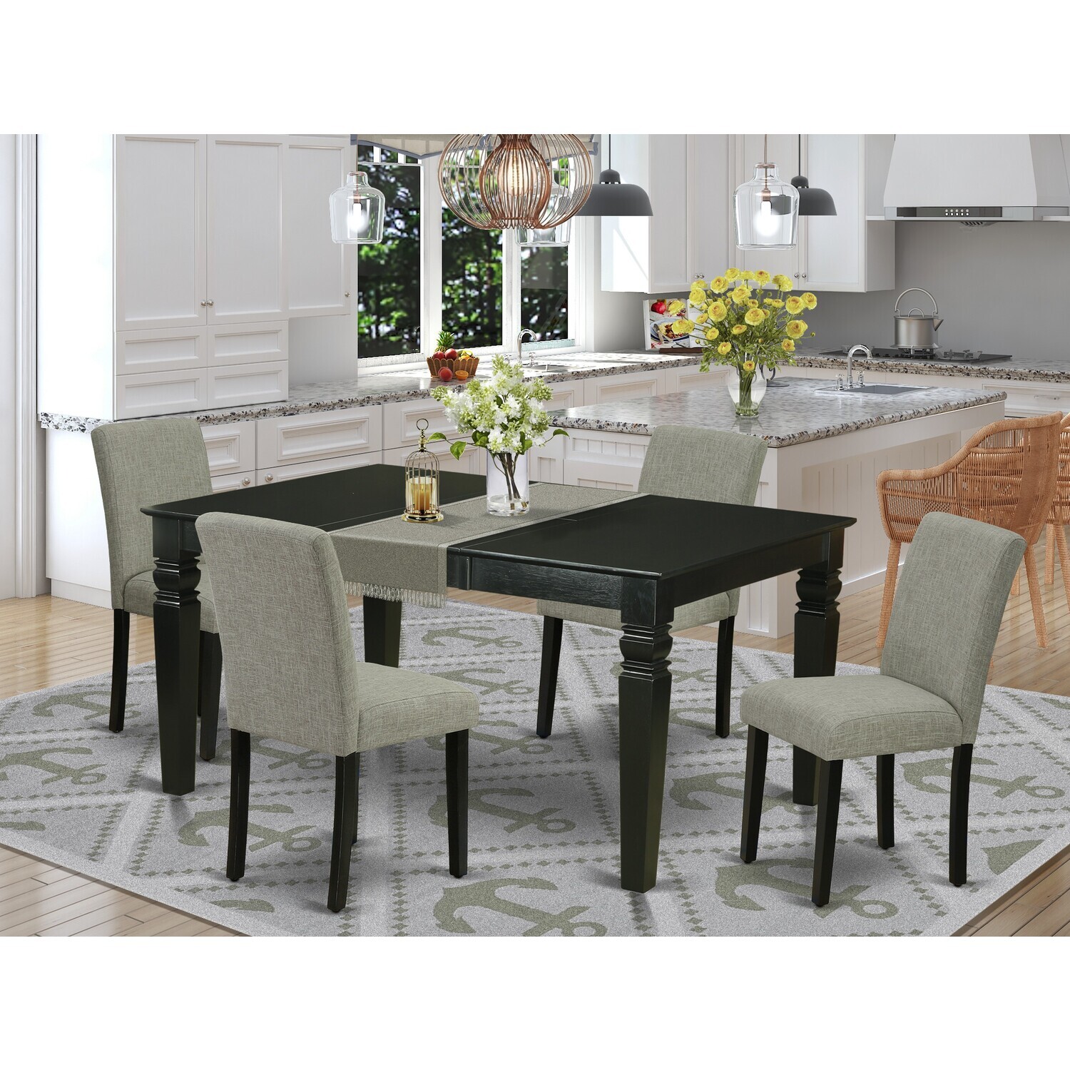 HomeStock Lakefront Luxury 5Pc Rectangle 42/60 Inch Kitchen Table With ...