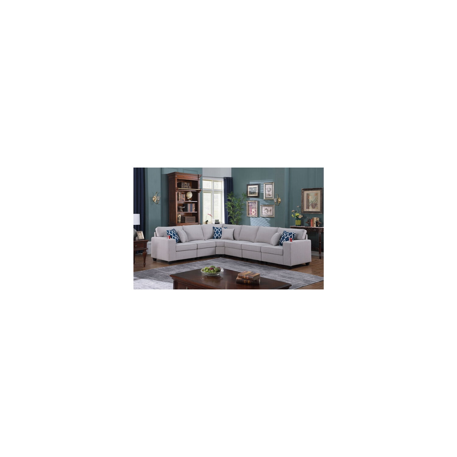HomeStock Lakefront Luxury 6Pc Reversible L-Shape Sectional Sofa with ...