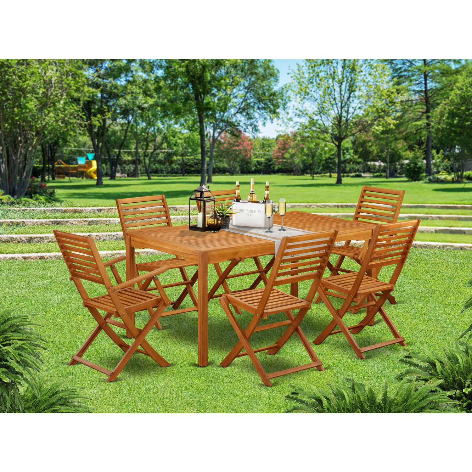HomeStock Lakefront Luxury This 7 Pc Acacia Hardwood Patio Area Sets ...