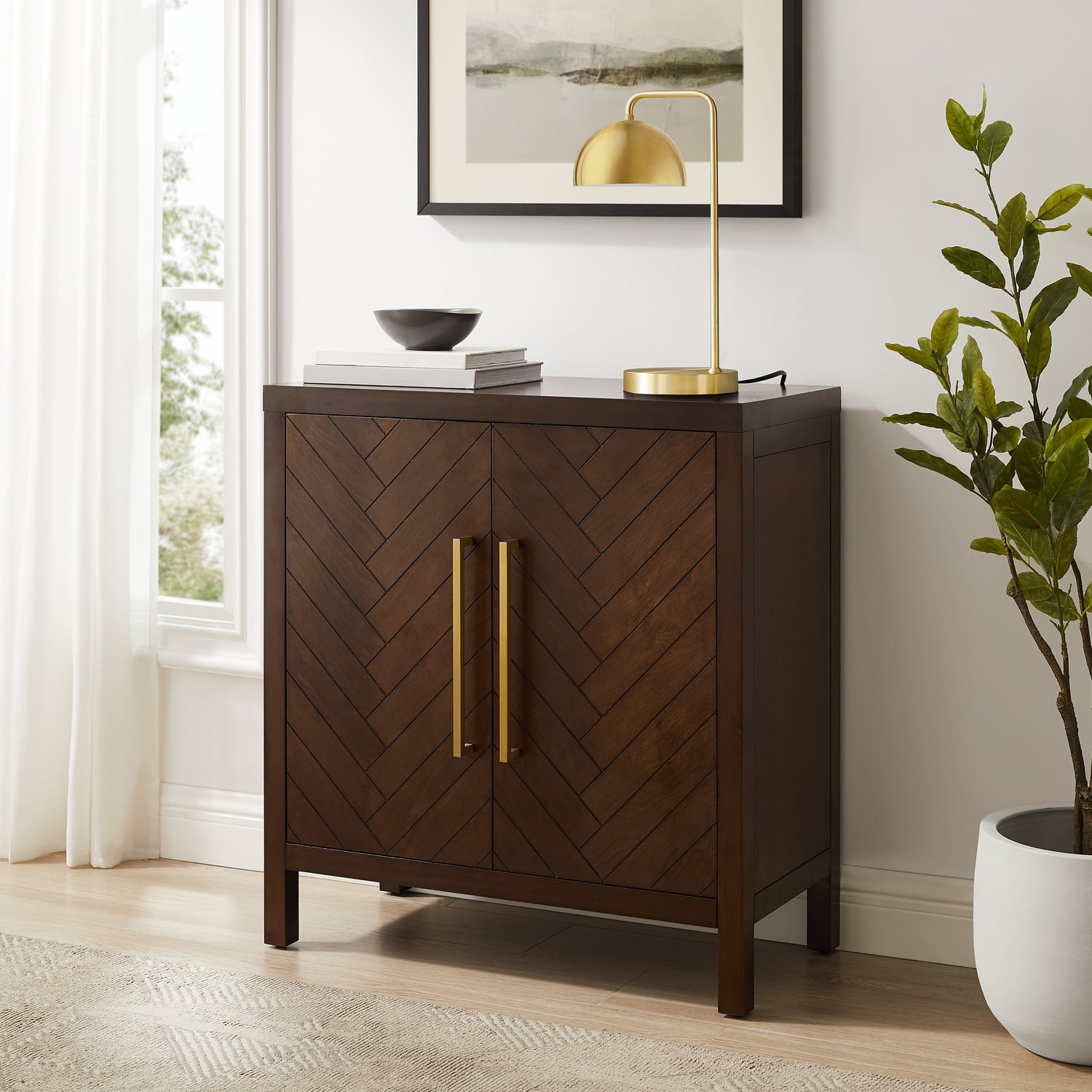 HomeStock Lakefront Luxury Accent Cabinet, Dark Brown - Modern Design ...