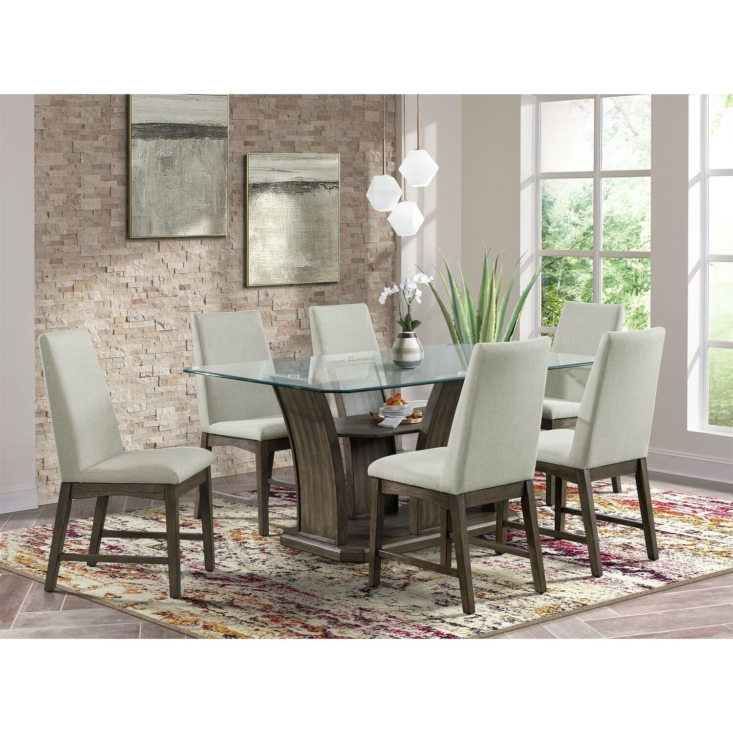 HomeStock Lakefront Luxury Rectangular Dining Table in Grey - Walmart.com