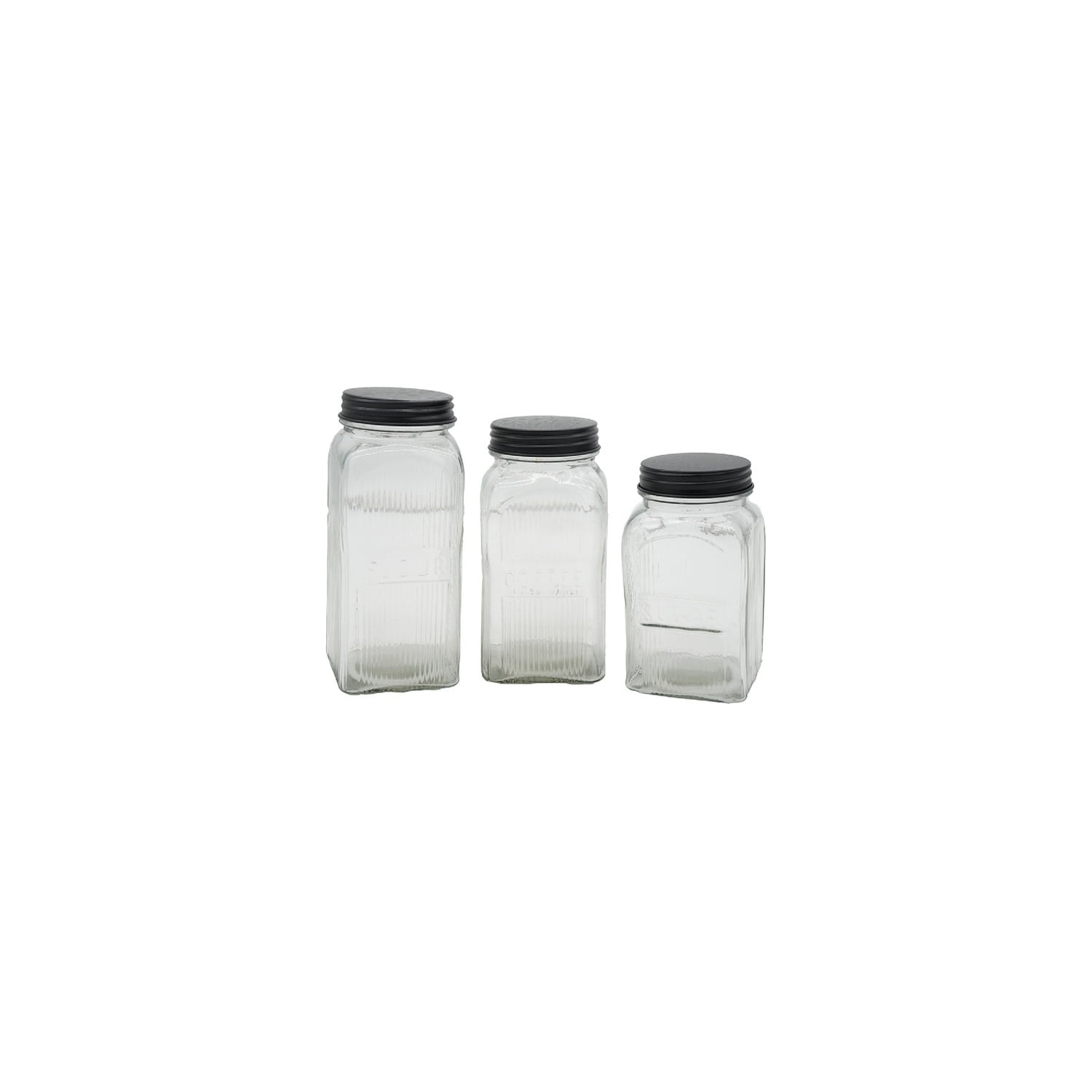 HomeStock Lakefront Luxury Ribbed Clear Glass Kitchen Canisters - Set ...