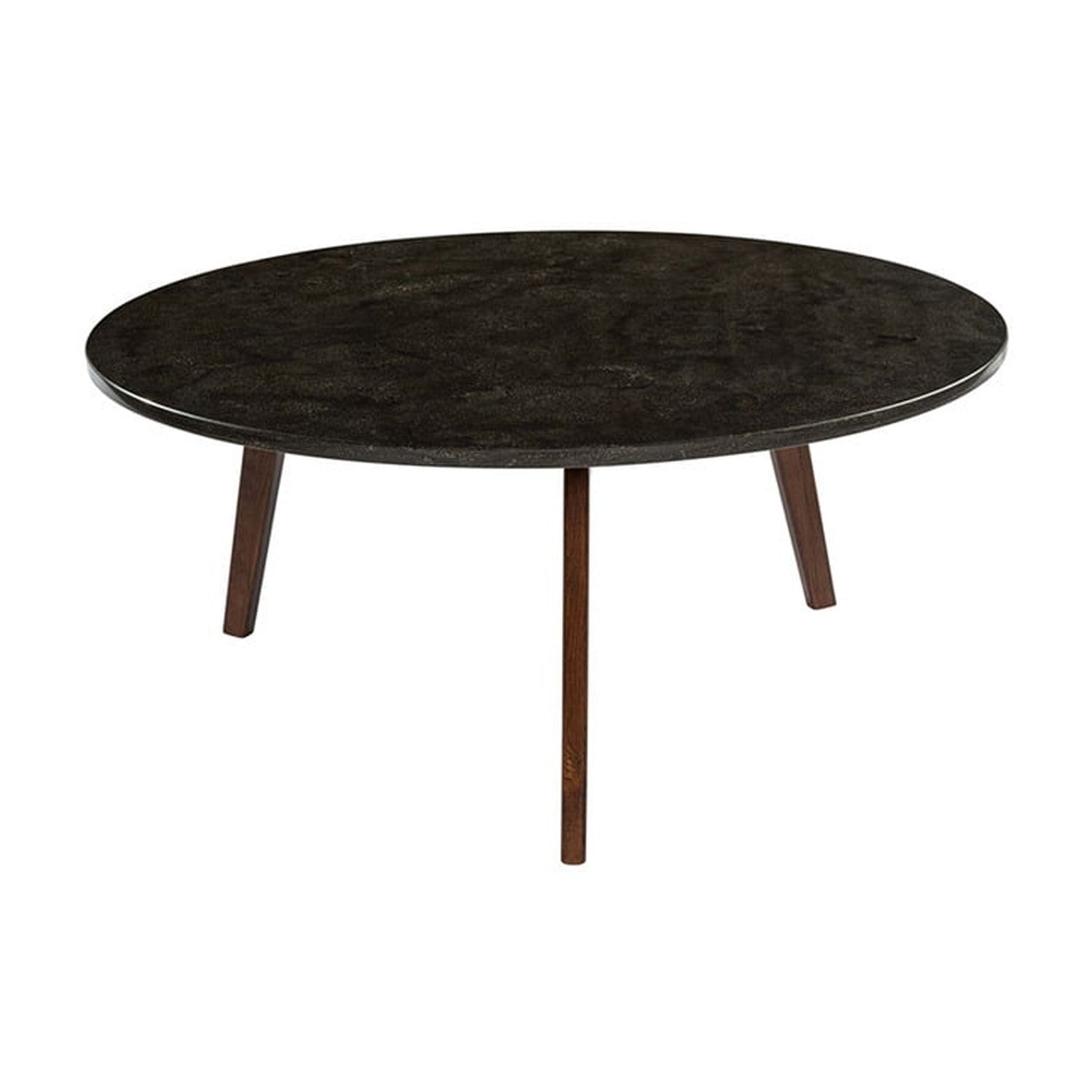 HomeStock Lakeside Living 31-Inch Round Black Marble Coffee Table with ...