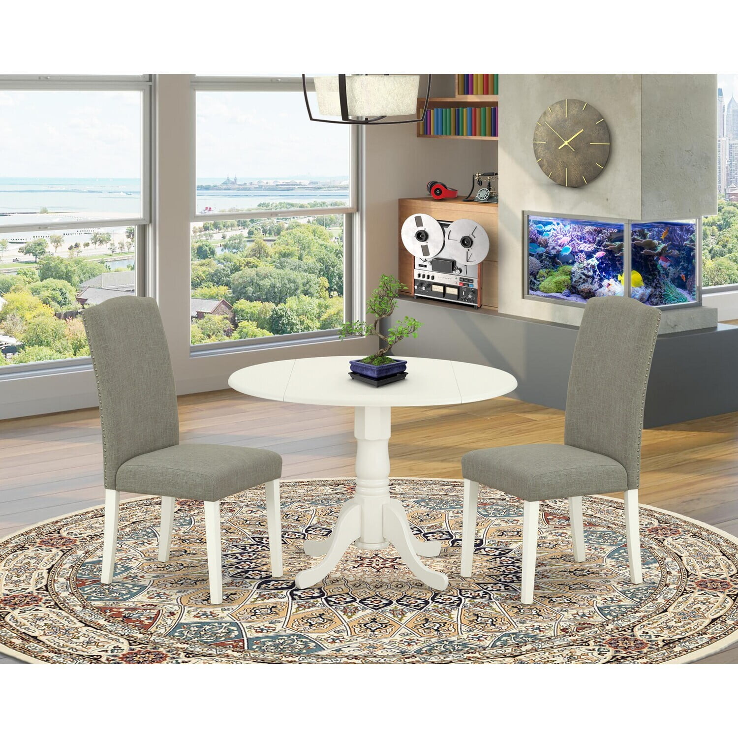HomeStock Lakeside Living 3Pc Round 42 Inch Kitchen Table With Two 9 ...