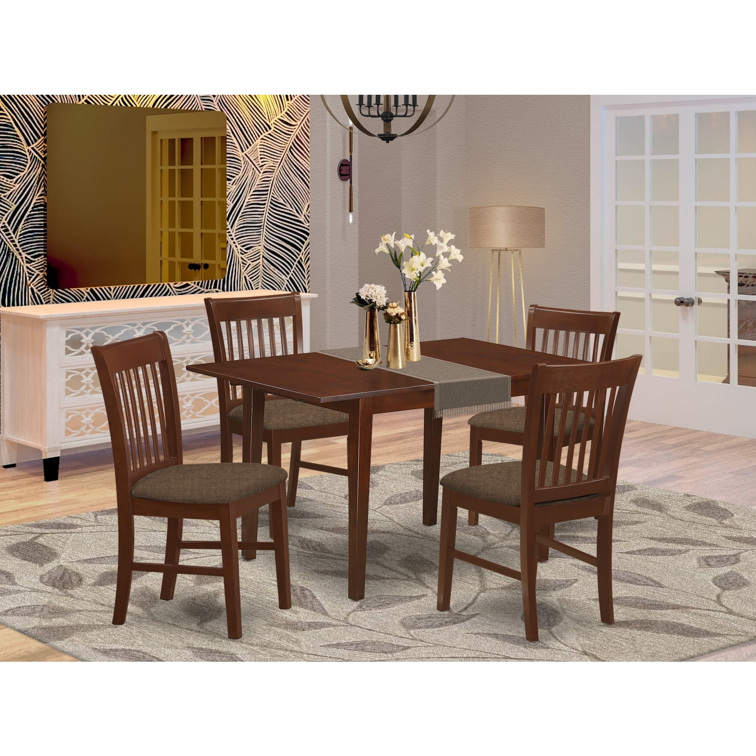 Lakeside Dining Room Set - 7 Piece Solid Wood Table & Chairs - 32" x 60 ...