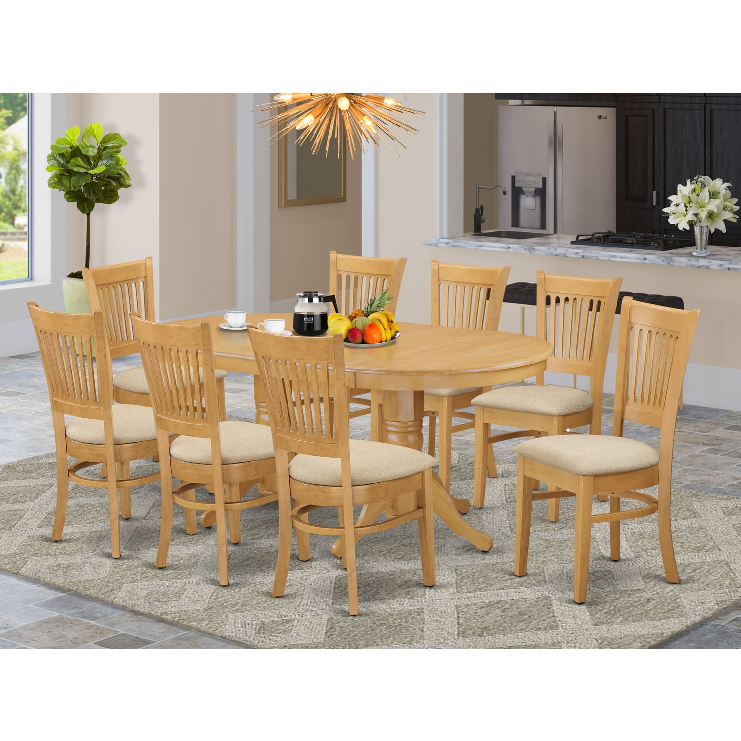 HomeStock Lakeside Living 9 Piece Kitchen Set Includes an Oval Table ...