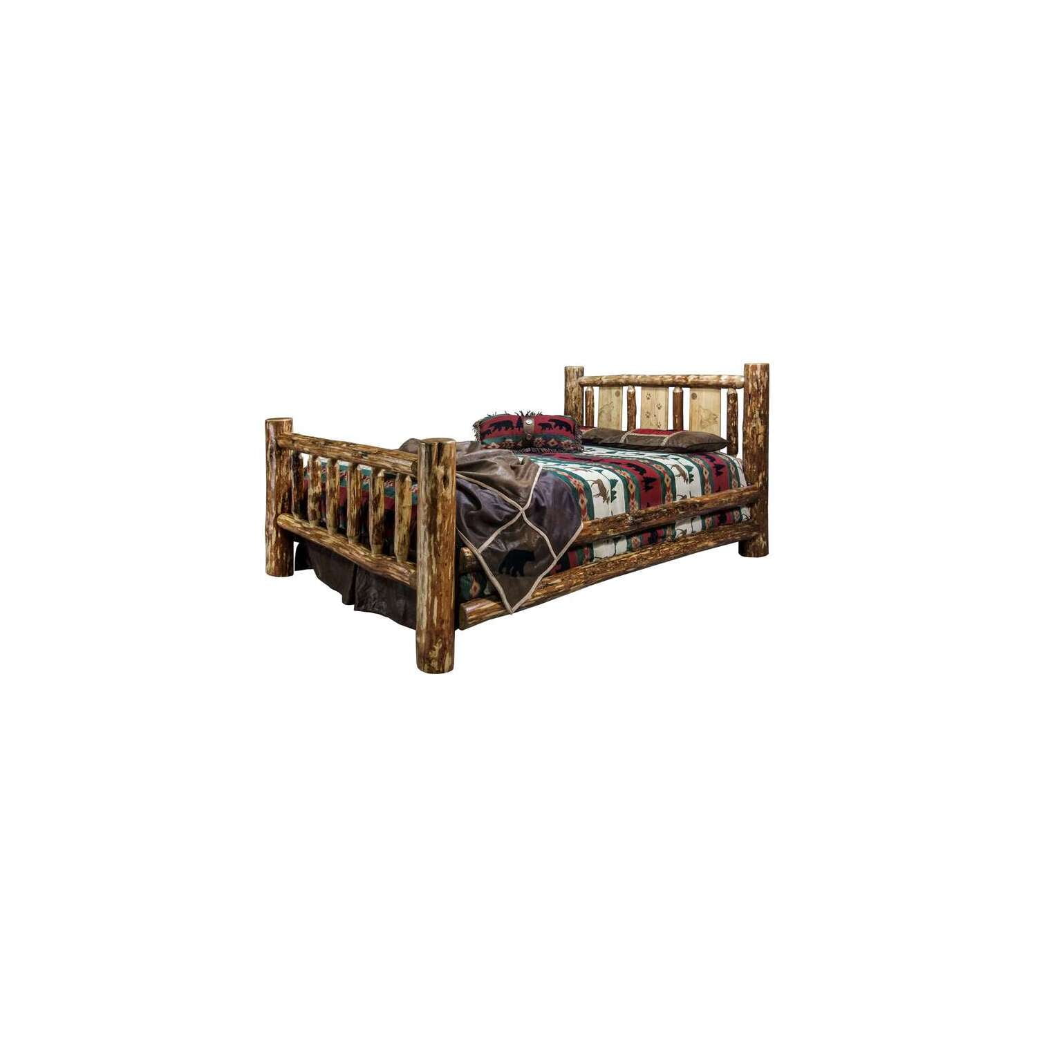 HomeStock Lakeside Living Full Bed with Laser Engraved Wolf Design ...