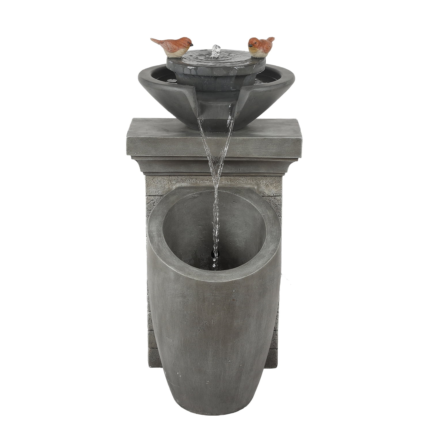HomeStock Lakeside Living Gray Stone Finish Cement Column And Bowl ...