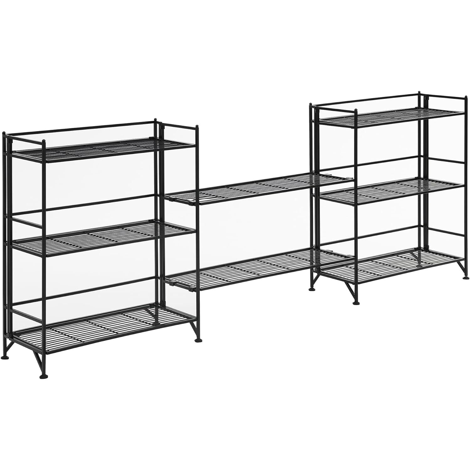 HomeStock Lakeside Living Storage 3 Tier Wide Folding Metal Shelves ...