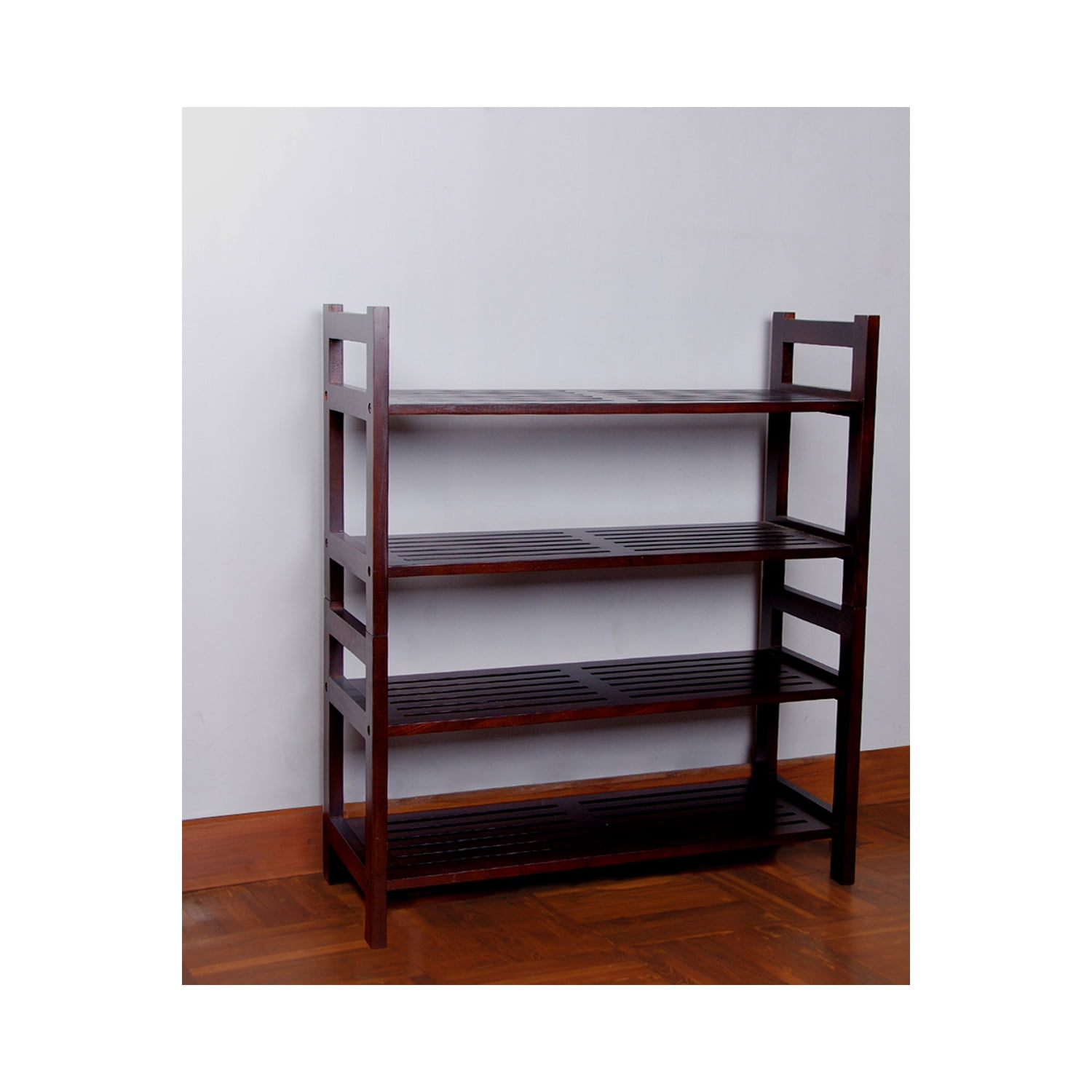 HomeStock Mahogany 4 Tier Shoe Rack - Walmart.com