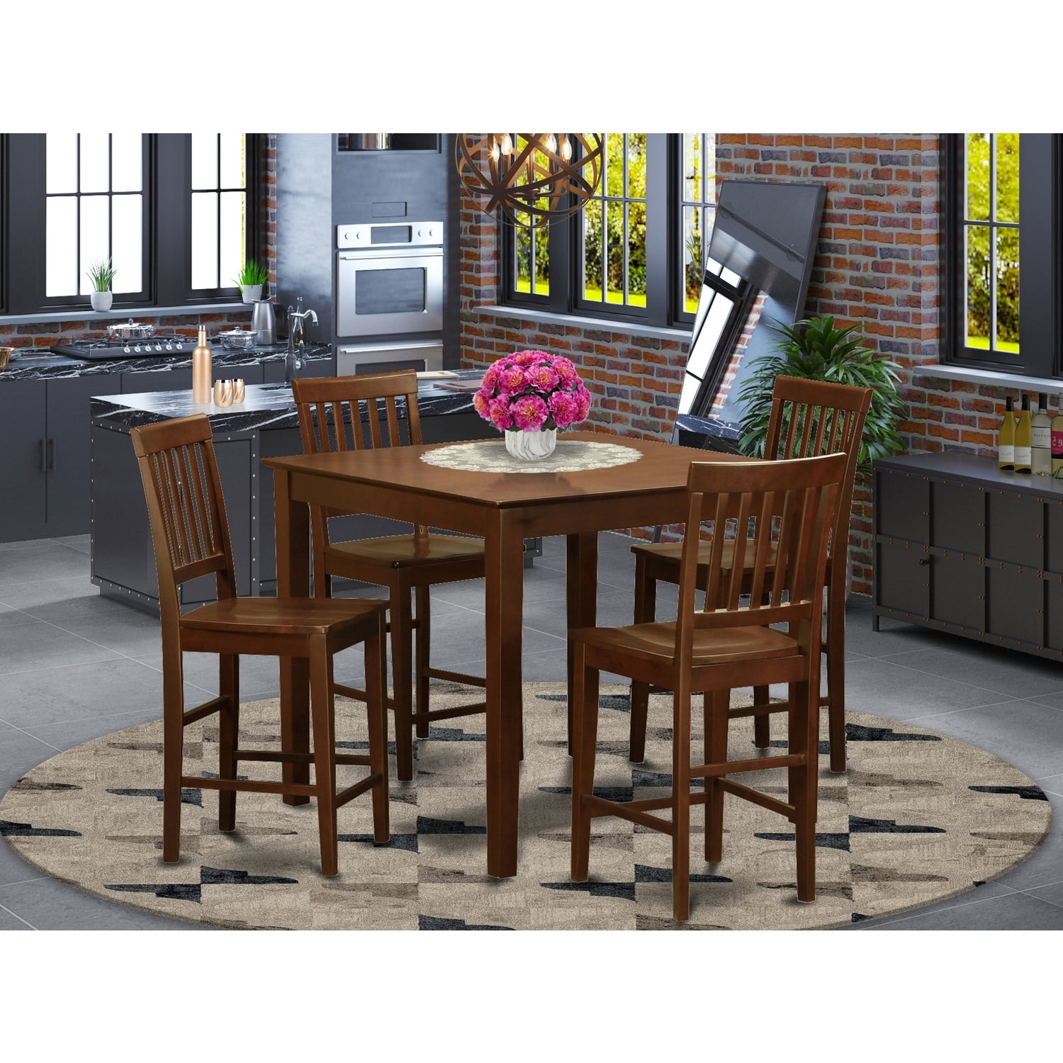Counter Height Table Set - 3 Piece Pub Dining Set with Stools - Modern ...