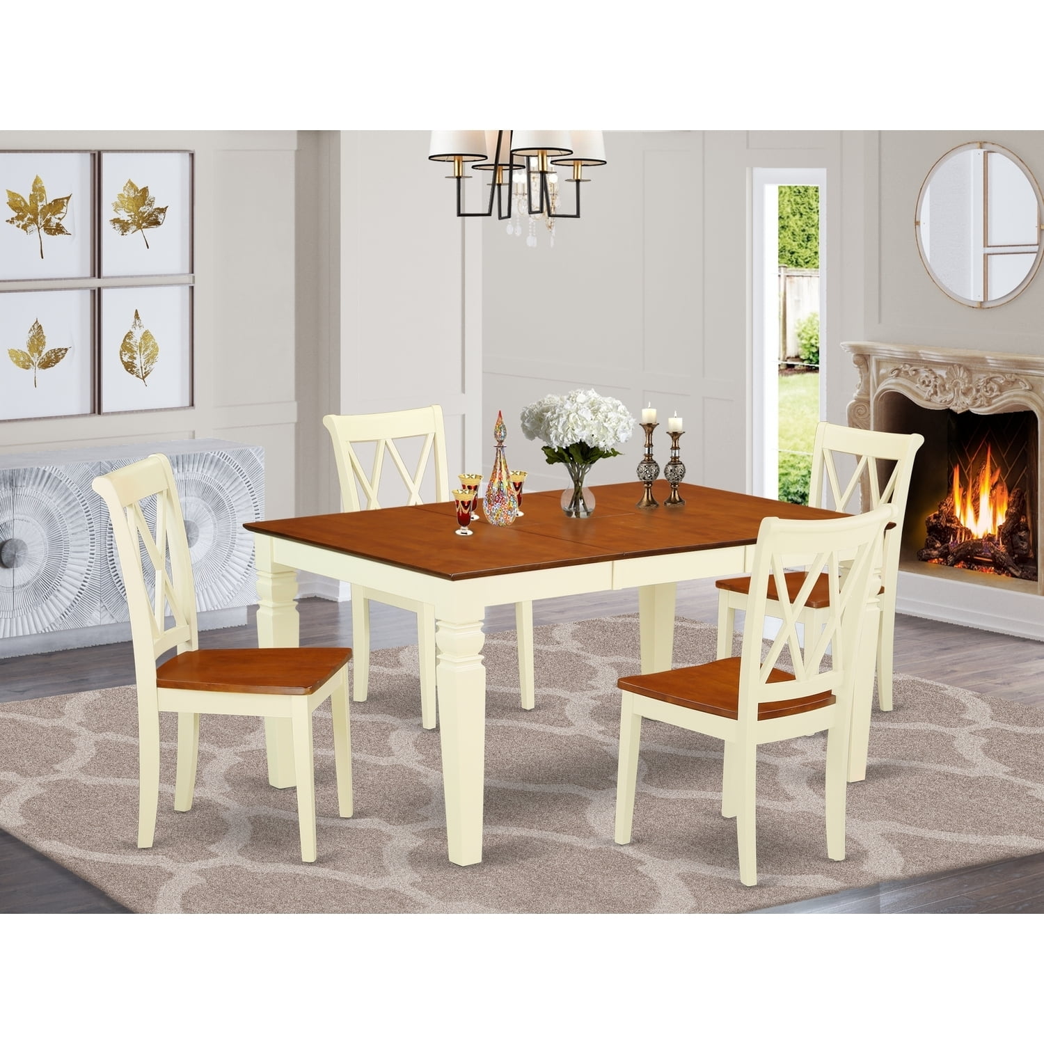 Medieval Dining Set 5Pc Table & Chairs - 42/60 Inch Rectangular Table ...