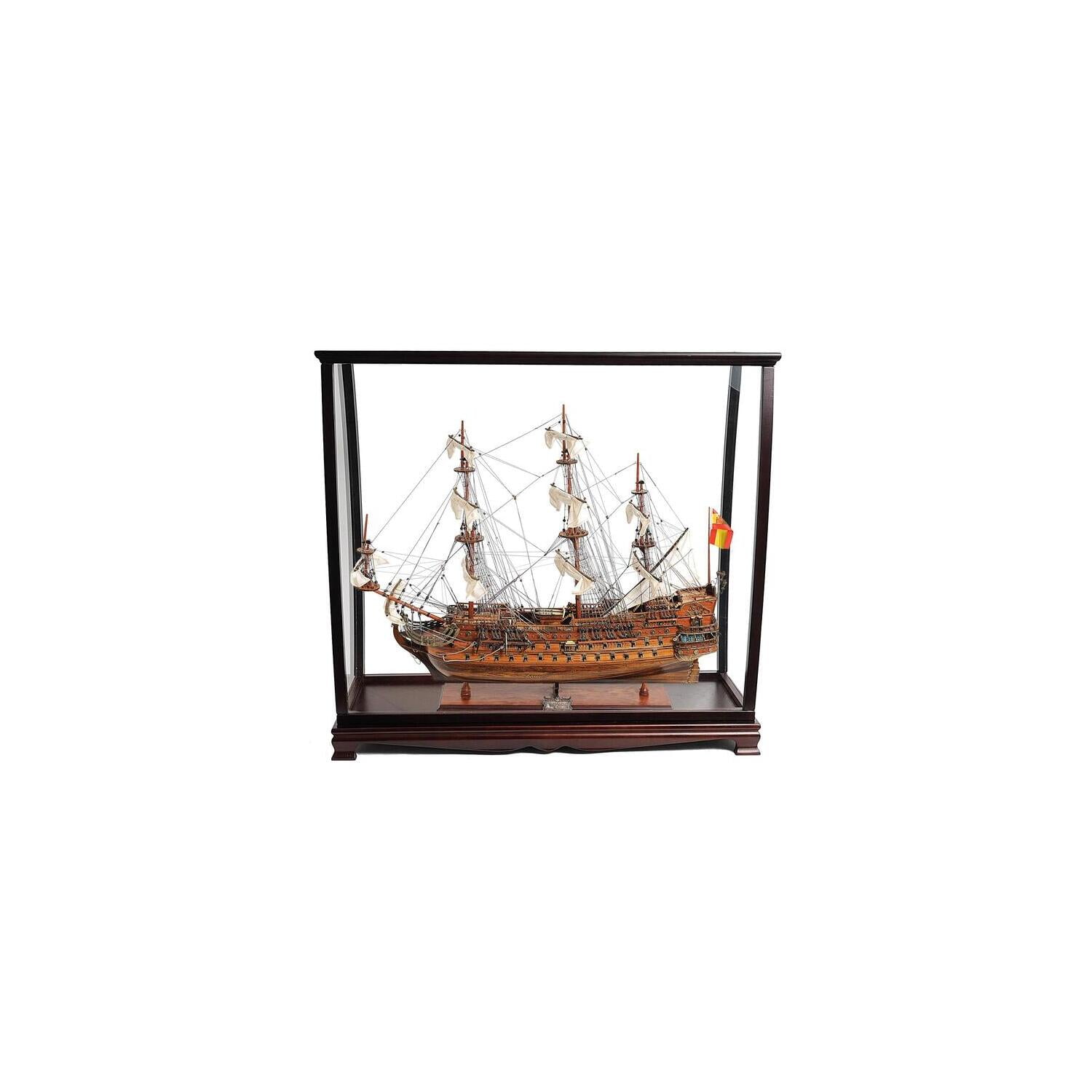Large Display Case Model Ship - Medieval Ship Tabletop Showcase - Home ...