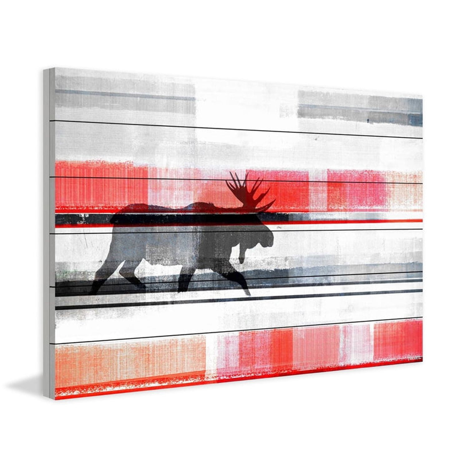 HomeStock French Flair Lone Moose Painting Print on White Wood ...