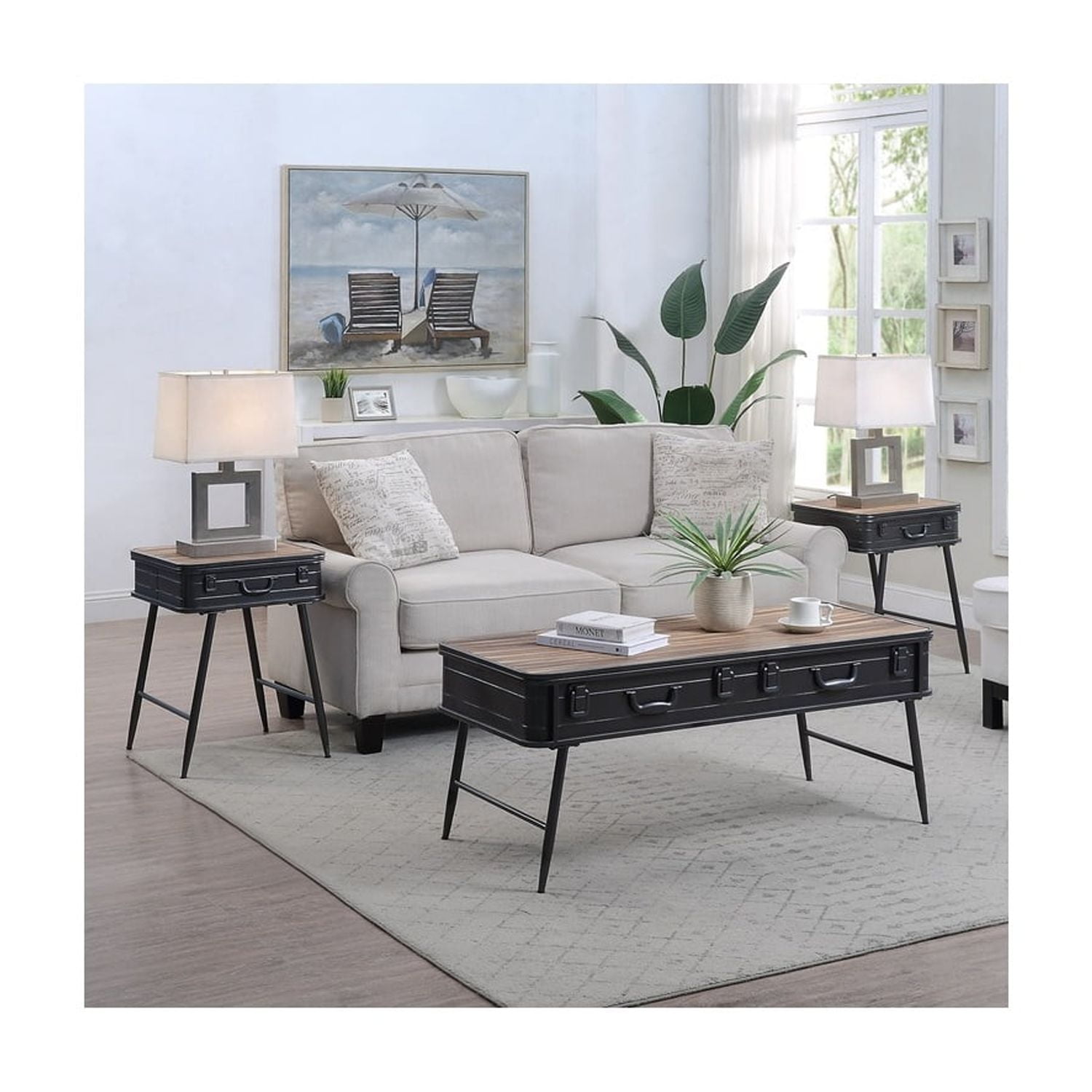 HomeStock Mediterranean Magic Coffee Table Set: Industrial Style with ...