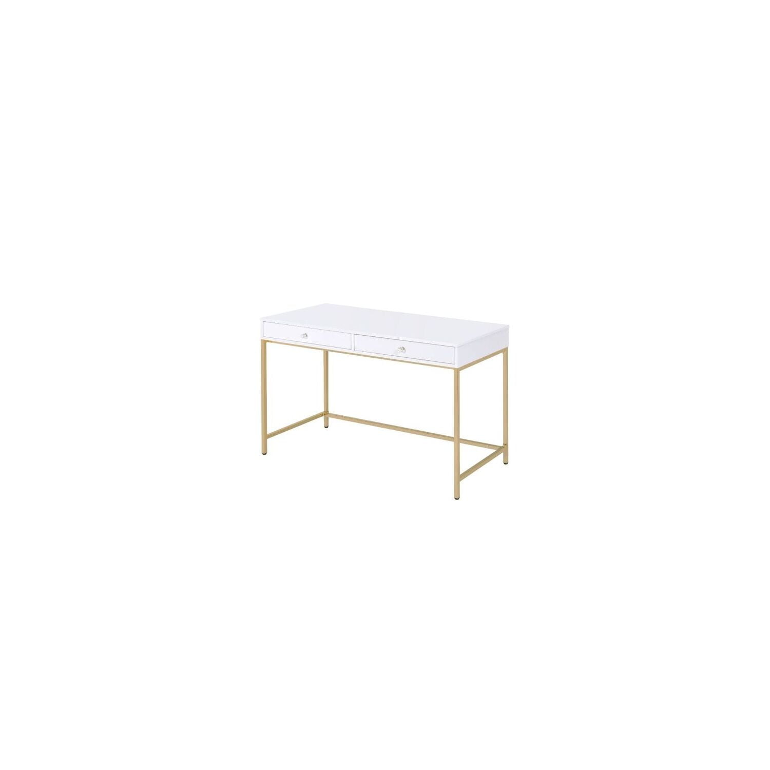 HomeStock Mediterranean Magic Desk, White High Gloss & Gold - Walmart.com