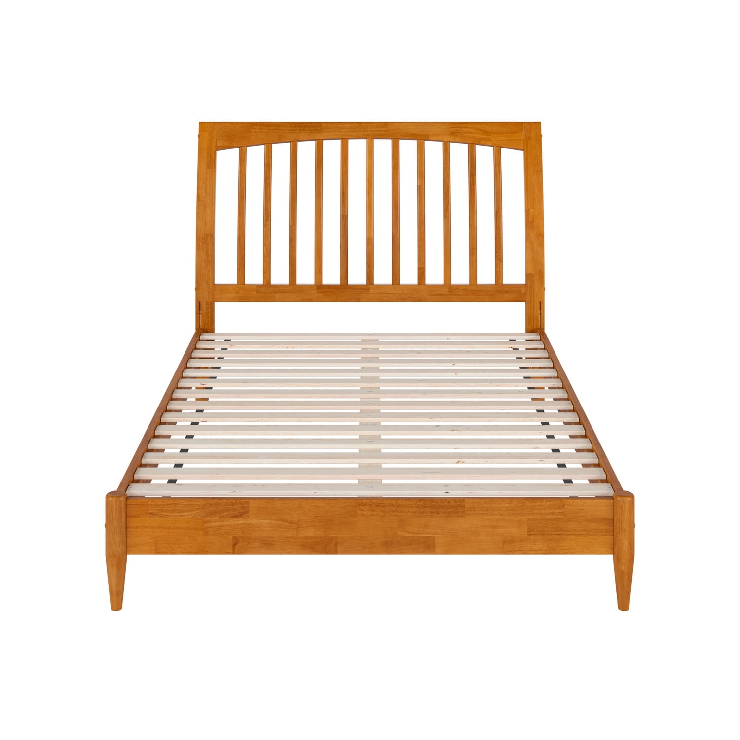 Solid Wood Low Profile Sleigh Bed with USB Charging - Full Size Platform Bed - Walmart.com