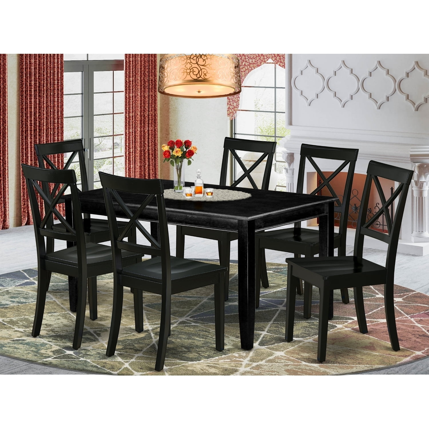 Mediterranean Dining Set 7 Piece - Table & 6 Chairs - 36x60 Inch ...