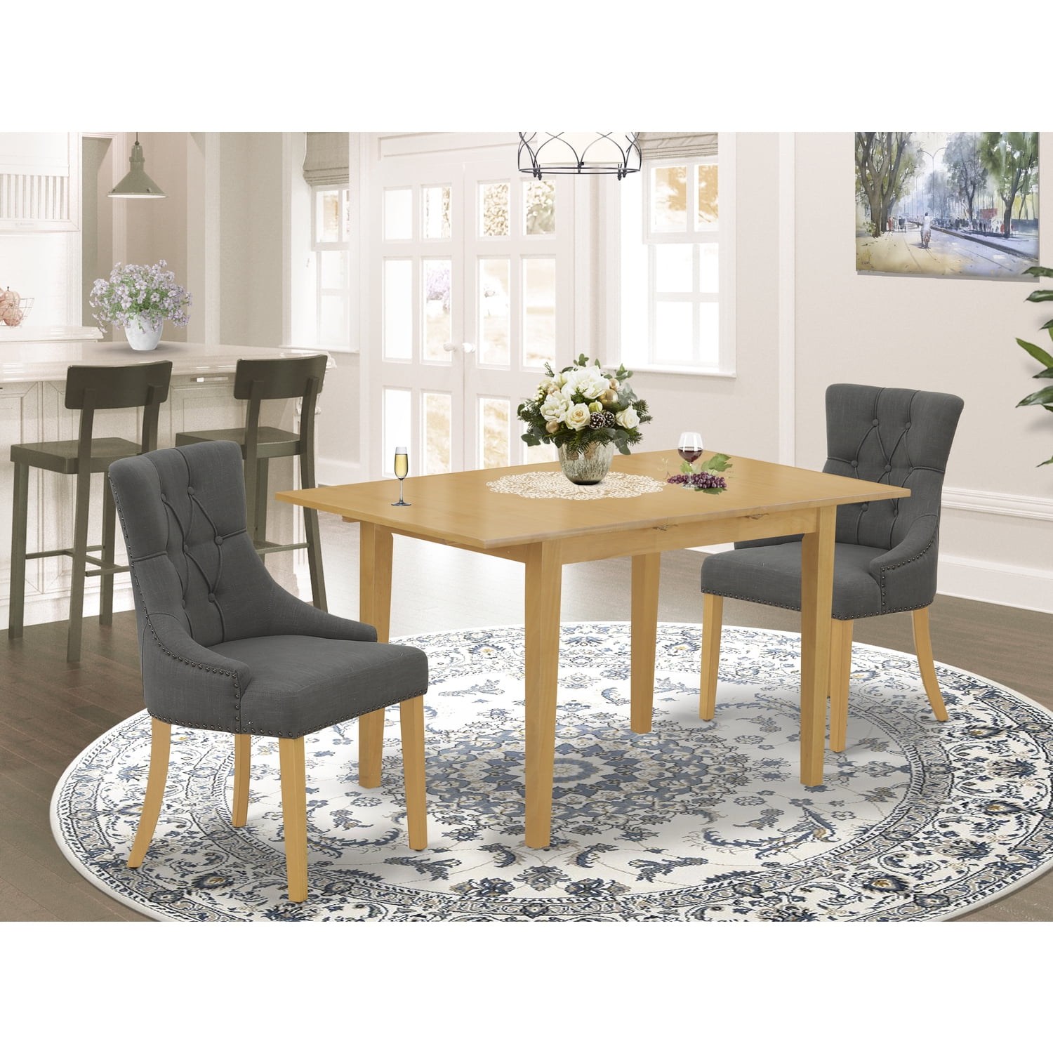 HomeStock Mediterranean Mingle 3Pc Dinette Set Includes A Rectangular ...