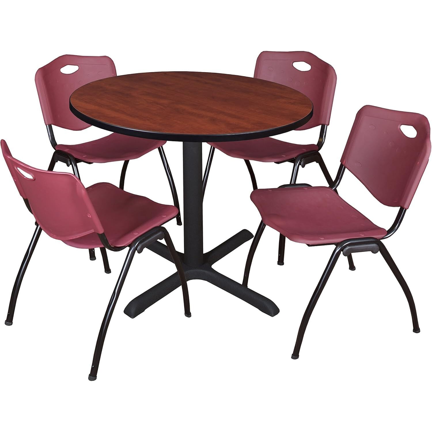 HomeStock Mediterranean Mingle 42" Round Breakroom Table- Cherry & 4 'M ...