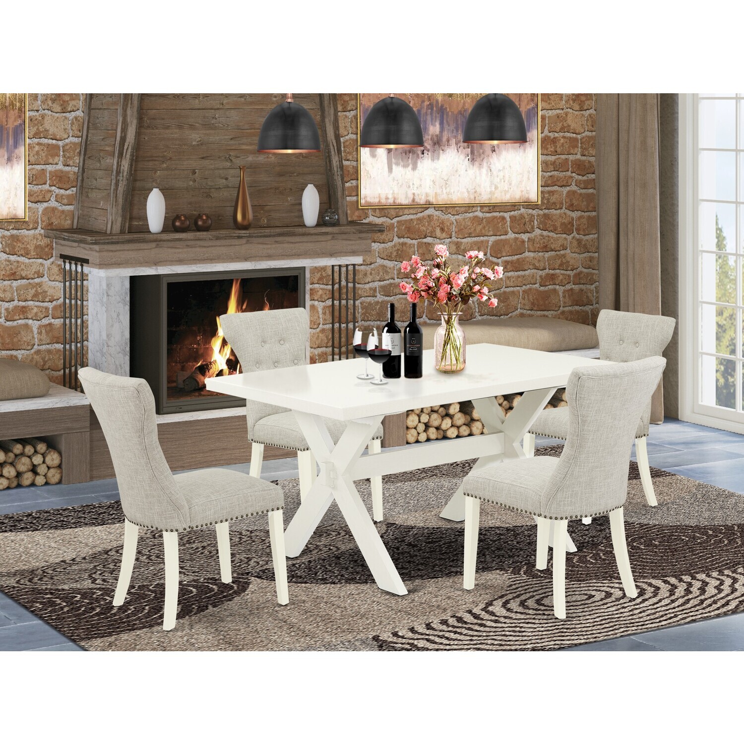 HomeStock Mediterranean Mingle 5-Pc Dining Room Set Included 4 Kitchen ...