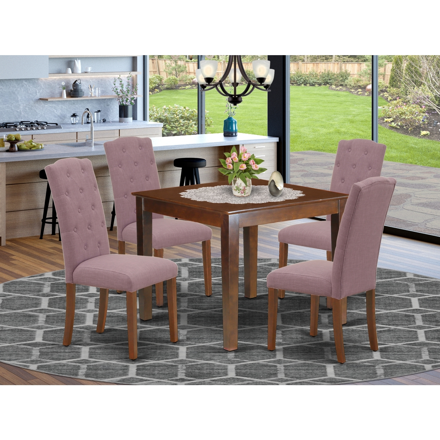 HomeStock Mediterranean Mingle 5Pc Dining Set Includes A Square Dinette ...