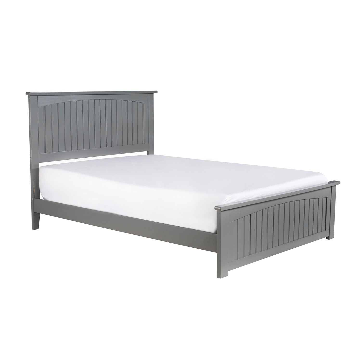 HomeStock Mediterranean Mingle Low Profile Platform Bed, Queen, Solid Wood, Grooved Headboard ...